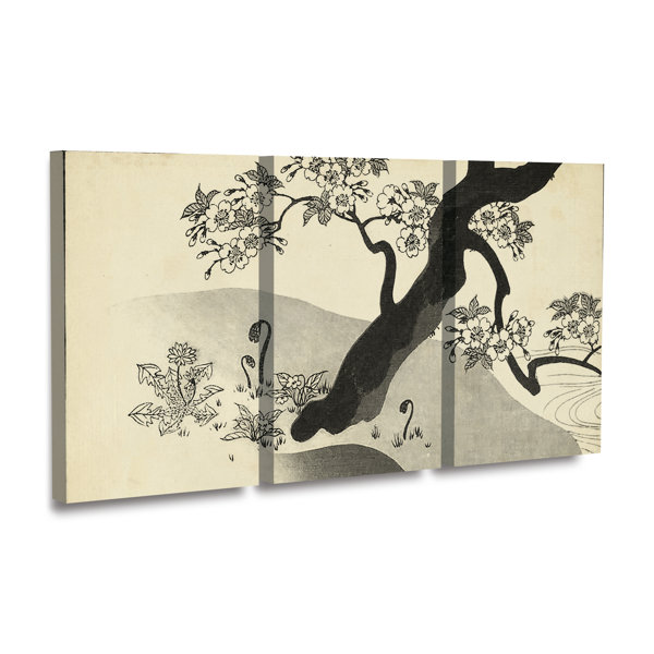 Red Barrel Studio® Unknown Japanese Cherry Blossom Tree A 3 Piece Panel ...