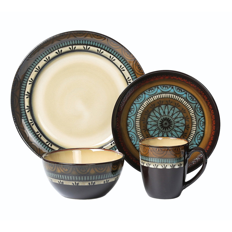 Lorren Home Trends Stoneware Dinnerware Set - Service for 4 & Reviews ...