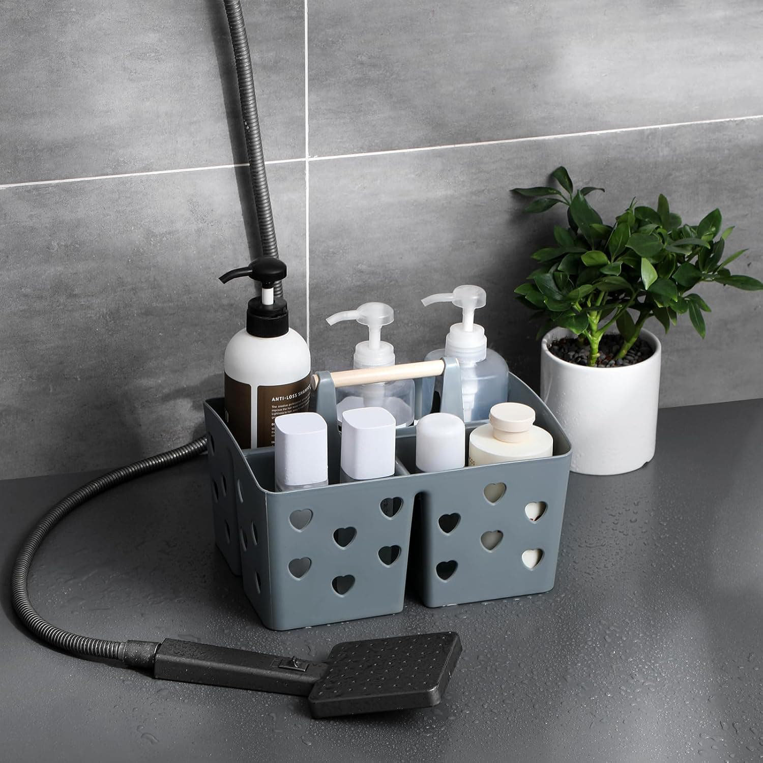 Rebrilliant Portable Plastic Shower Caddy - Divided Storage Tote with ...