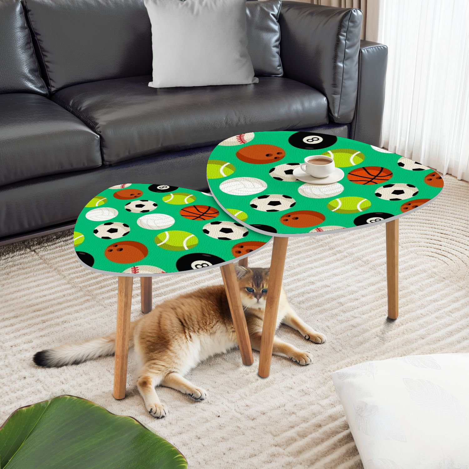 George Oliver Triangle Nesting Coffee Table Set of 2 Sports patern ...