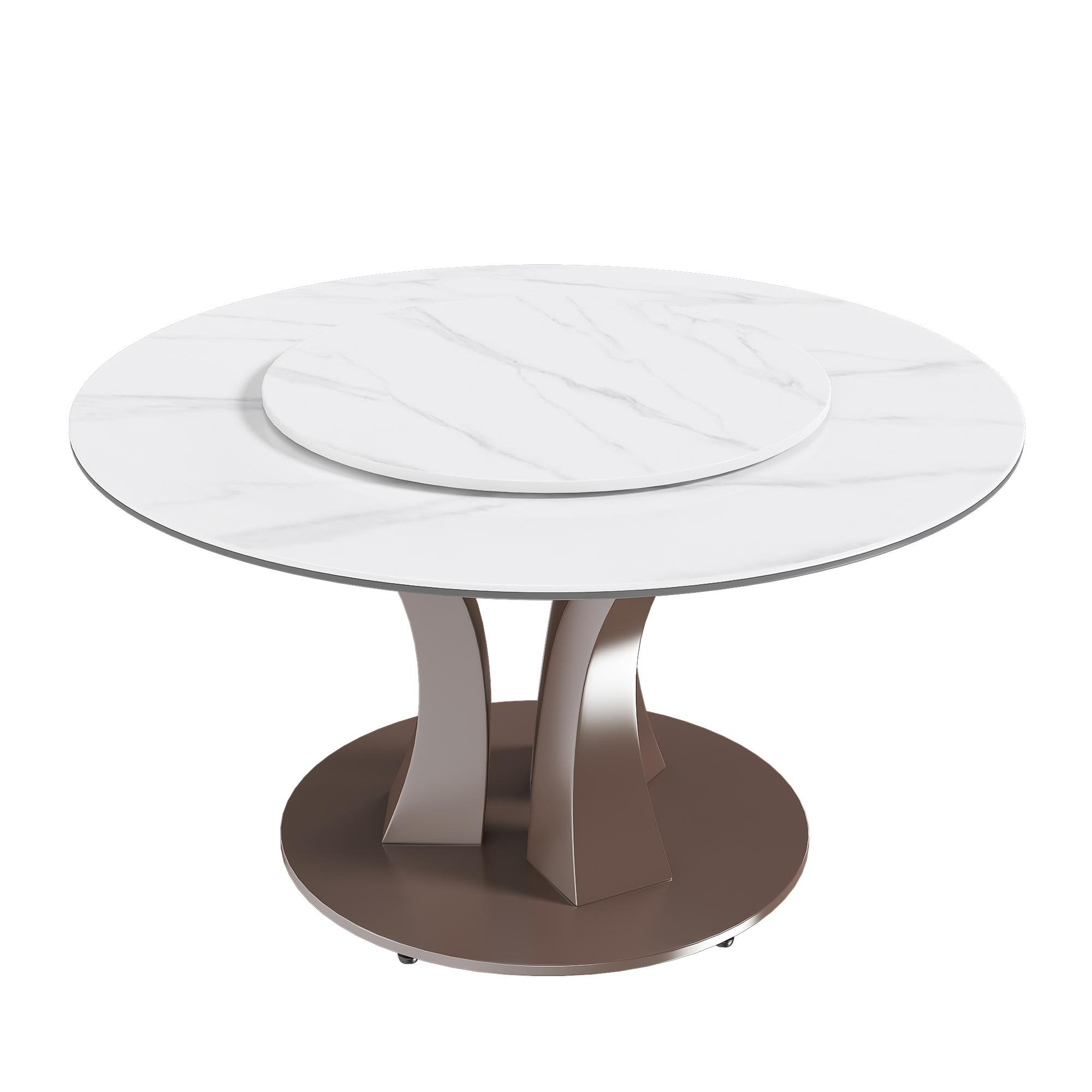 Orren Ellis Round Dining Table with Rotating Tray - Scratch & Heat ...