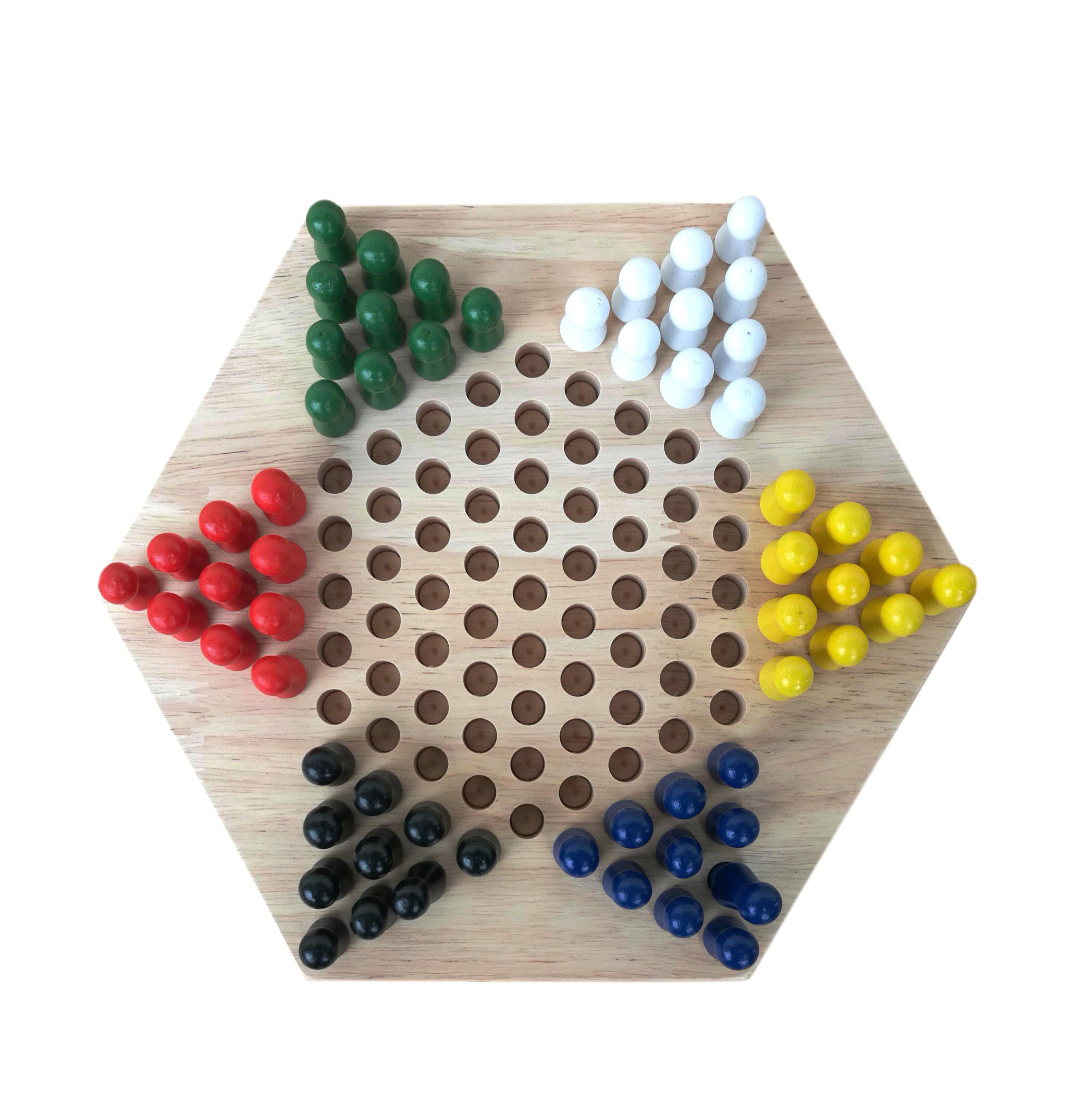 Fixturedisplays®Wood Chinese Checkers 60-PC Jump Board Game Tiaoqi ...