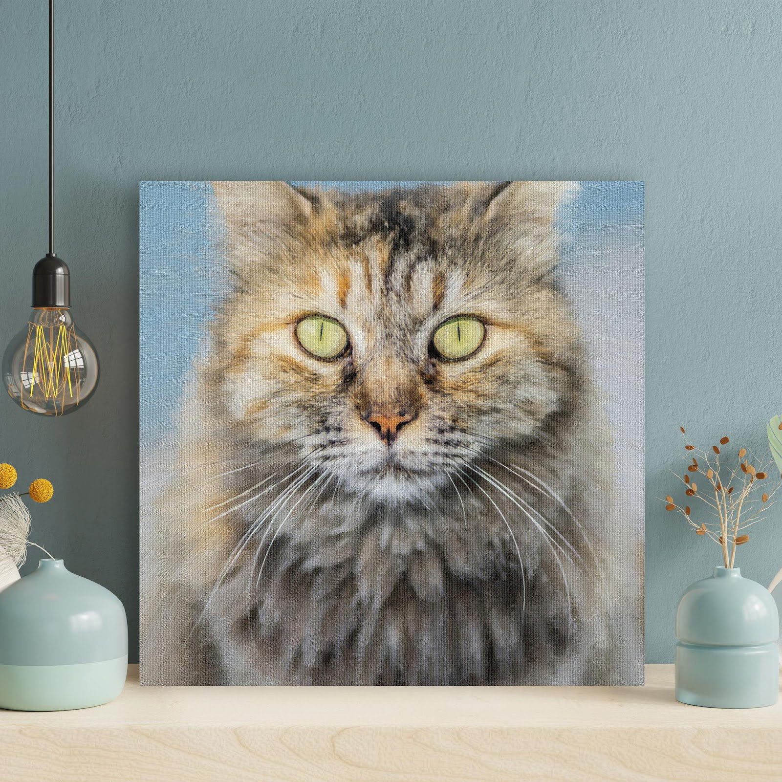 Latitude Run® Brown And Black Long Fur Cat 1 - 1 Piece Square Graphic ...