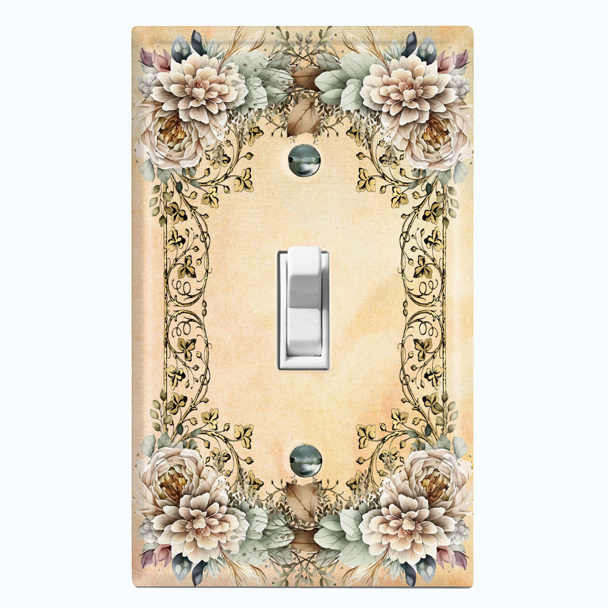 WorldAcc White Flower 1-Gang Toggle Light Switch Wall Plate | Wayfair