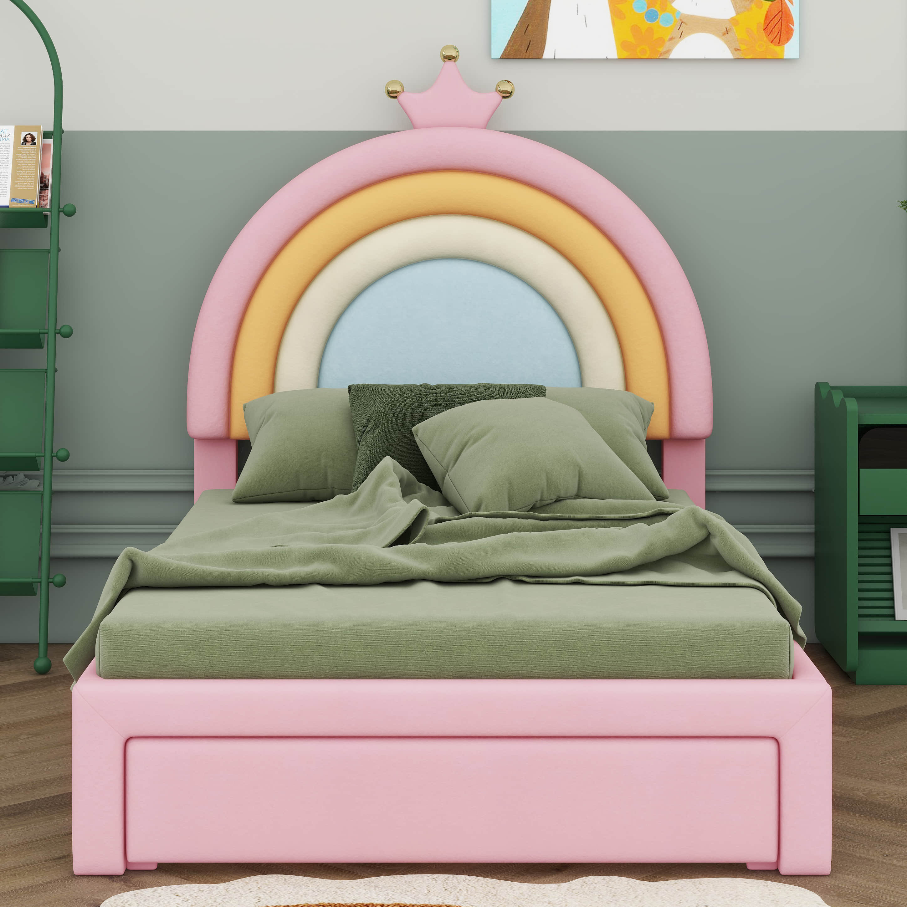House of Hampton® Princess Bed With Rainbow Headboard And Crown ...