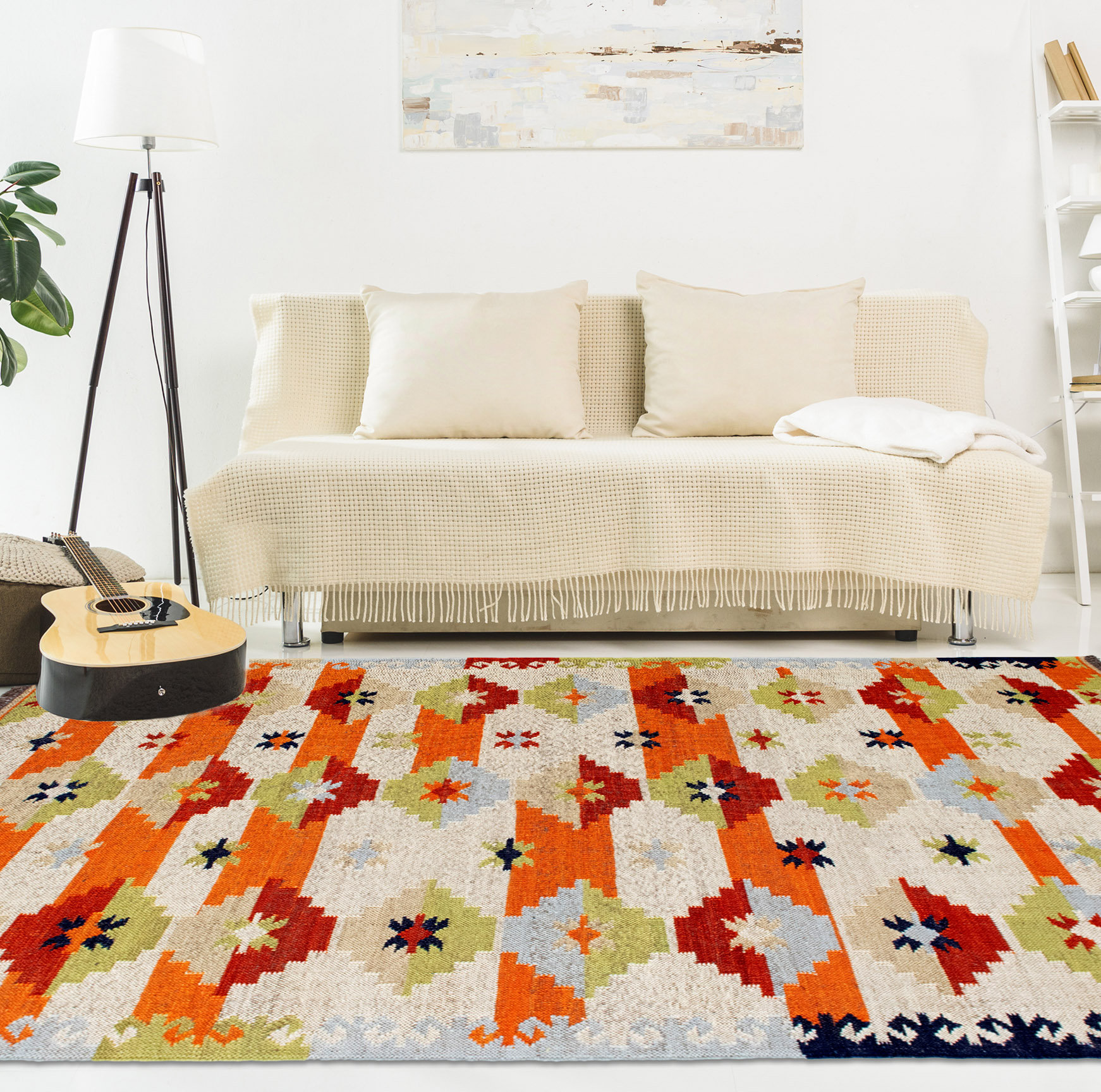 Union Rustic Ferndown Southwestern Handmade Flatweave Wool Ivory Area ...