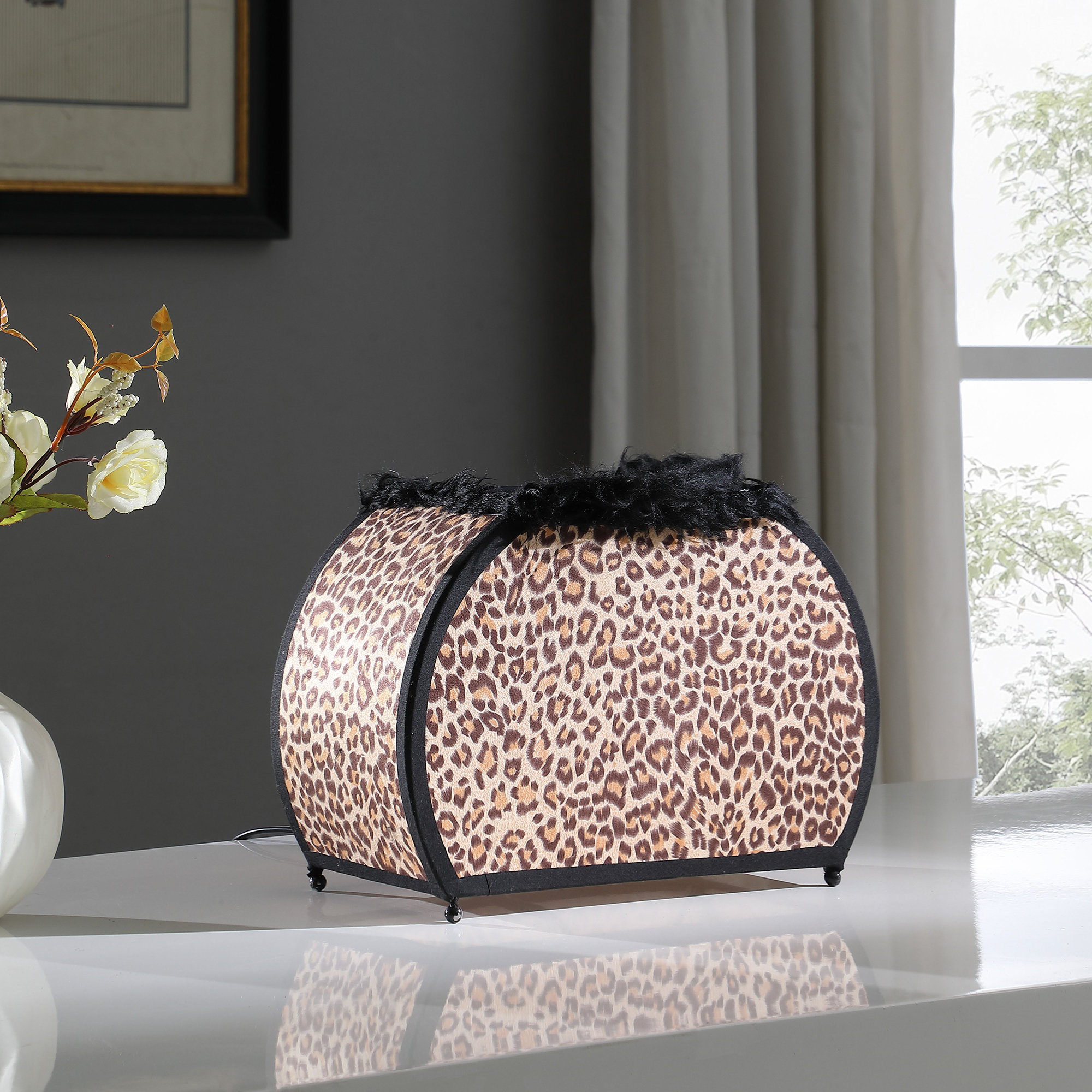 House of Hampton® Leopard Print Purse Table Lamp | Wayfair