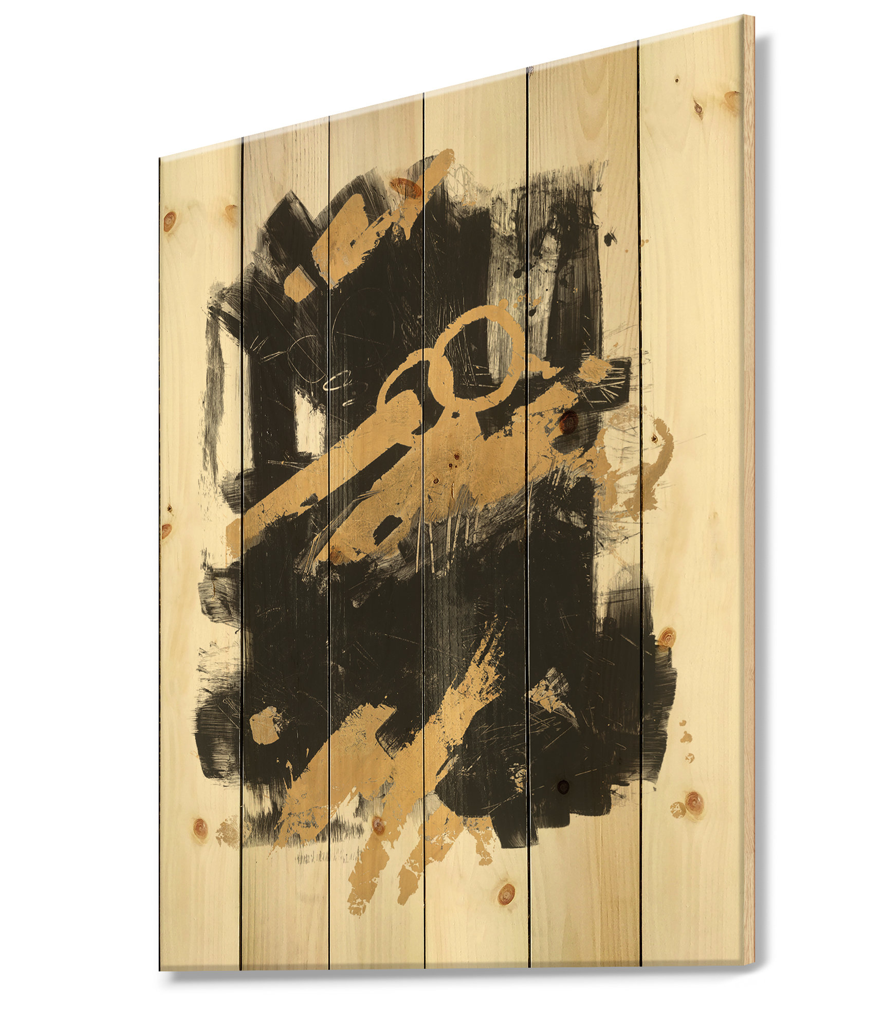 East Urban Home Gold and Black drift I - Modern Glam Print on Natural ...