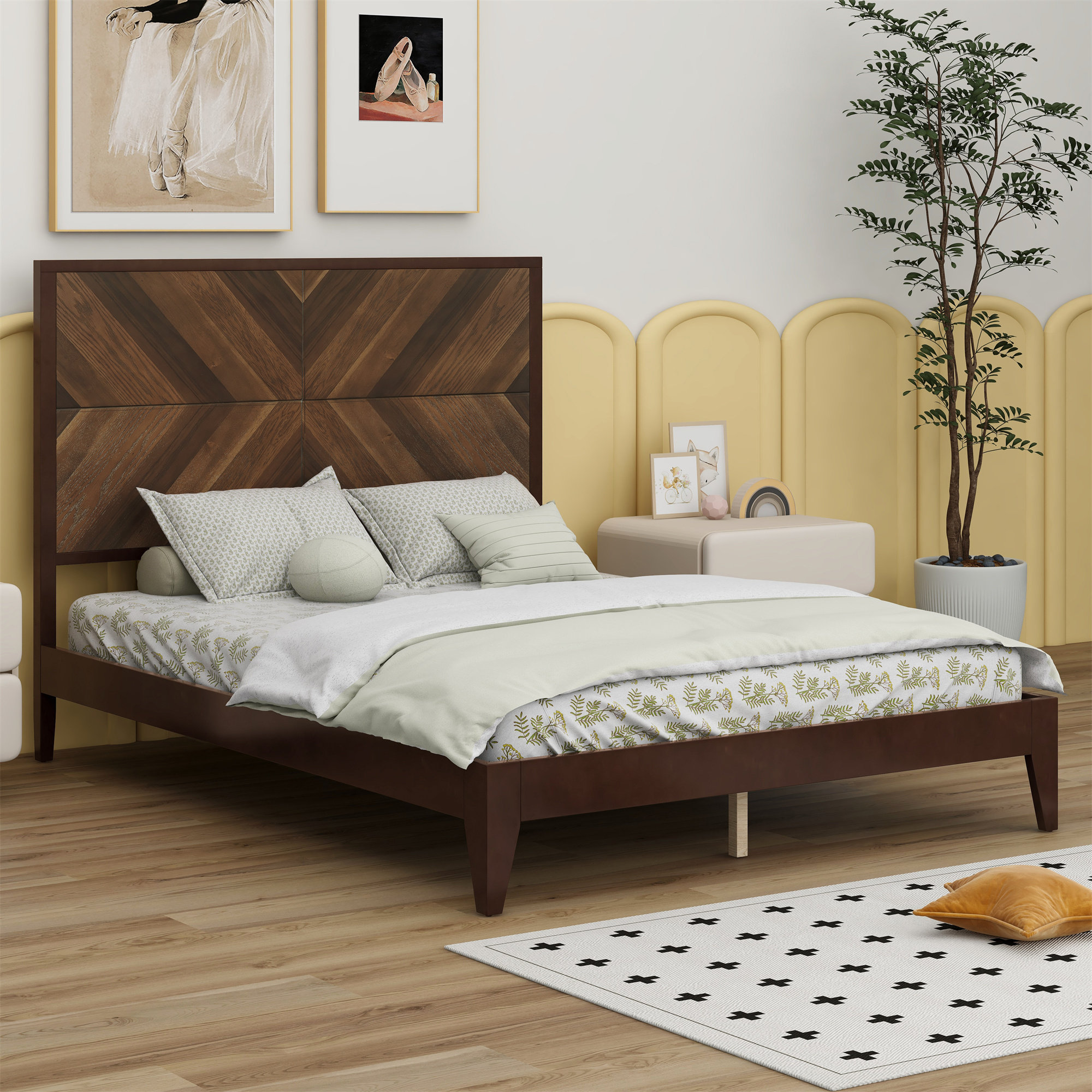 Millwood Pines Senorita Mid-Century Modern Platform Bed Wood Slat ...