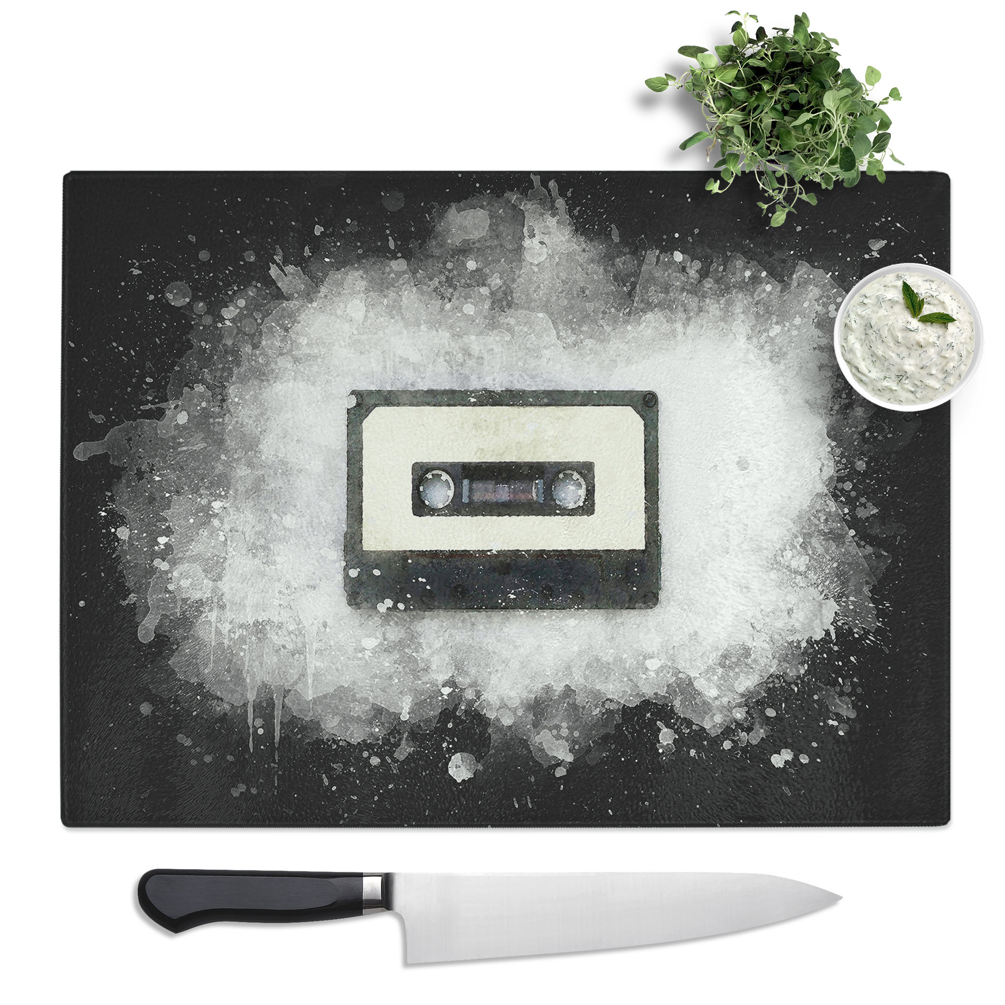 George Oliver Retro Style Cassette Tape Glass Chopping Board | Wayfair ...