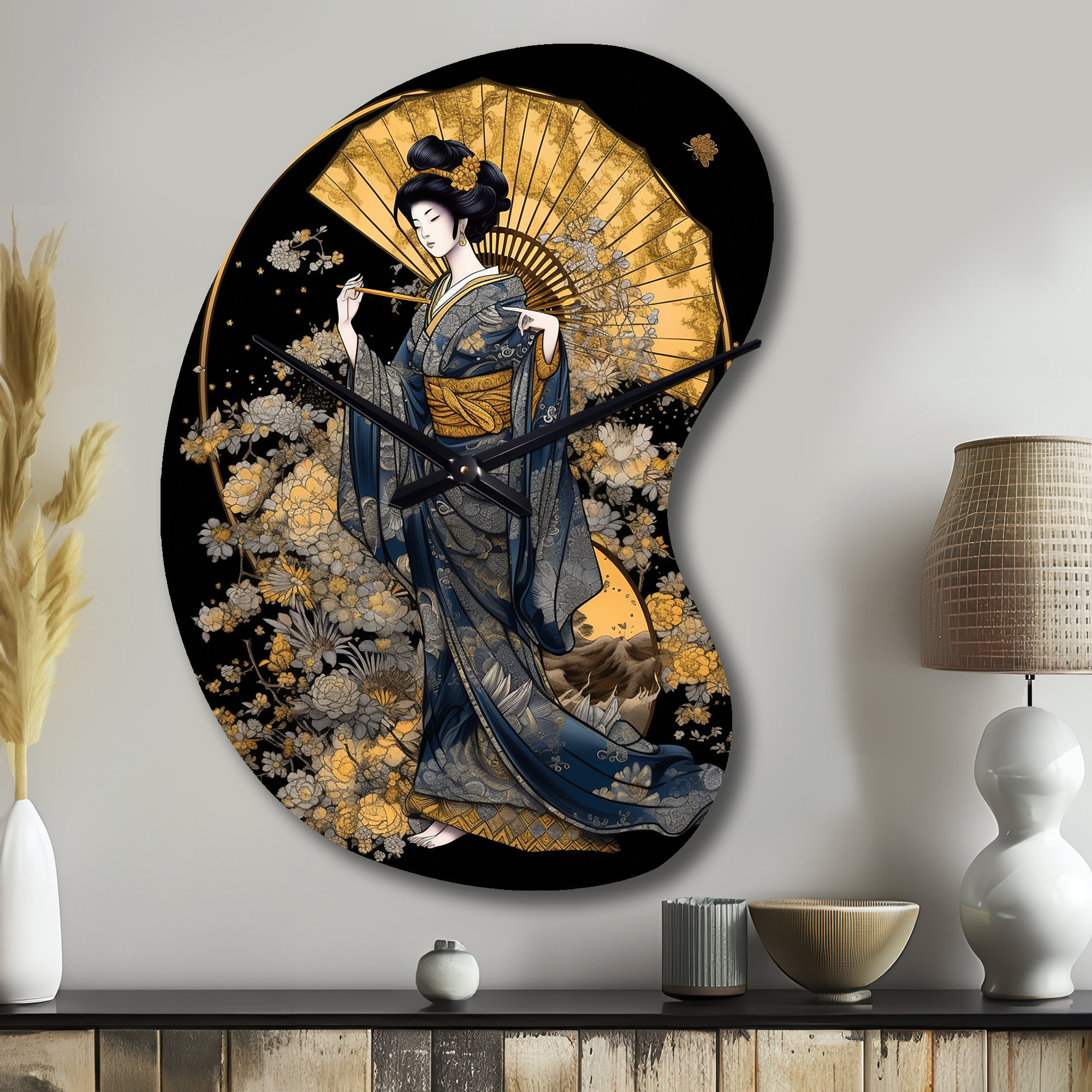 East Urban Home Faedo - Boom Shape Blue Wall Clock - Unique Shape | Wayfair