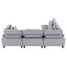 Everly Quinn 4 Sectional In Gray Corduroy, Solid Wood Legs, Soft ...