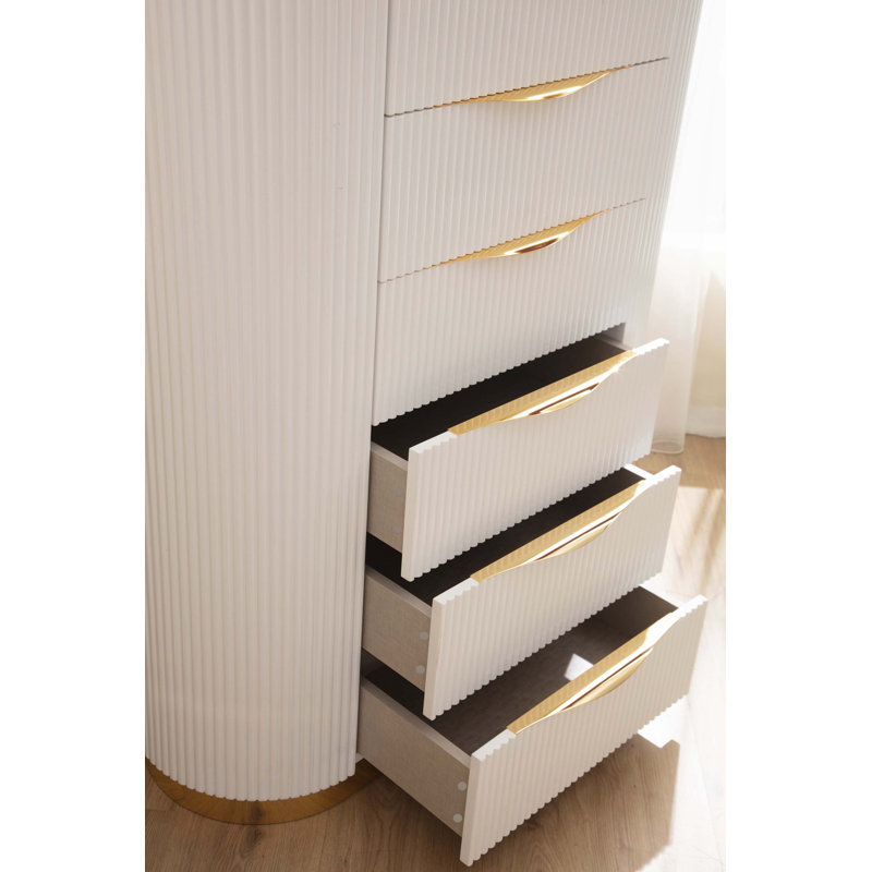Everly Quinn Laura Gold Detailed Chest made with Wood in White | Wayfair