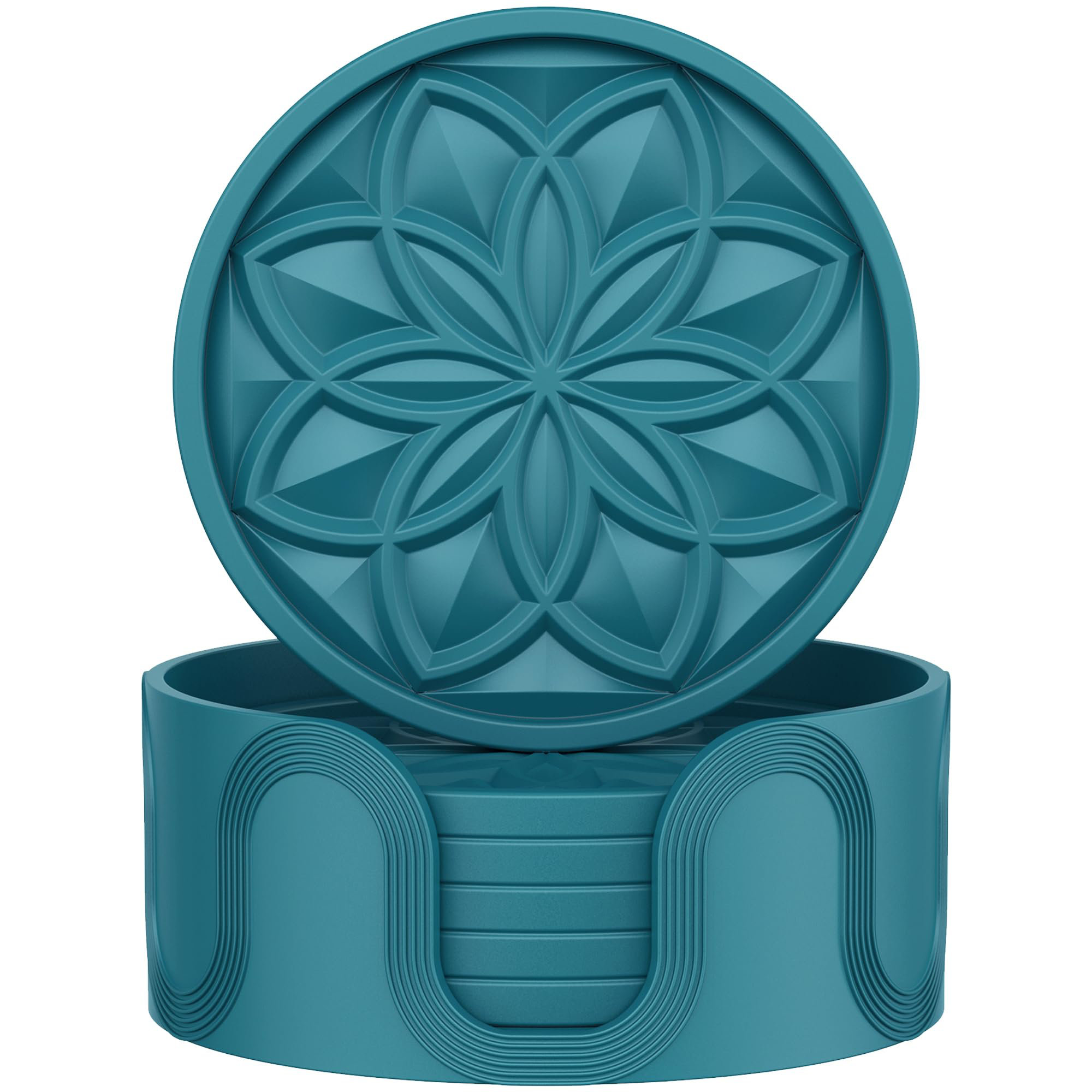 COOREL Round 6 Piece Coaster Set With Holder | Wayfair