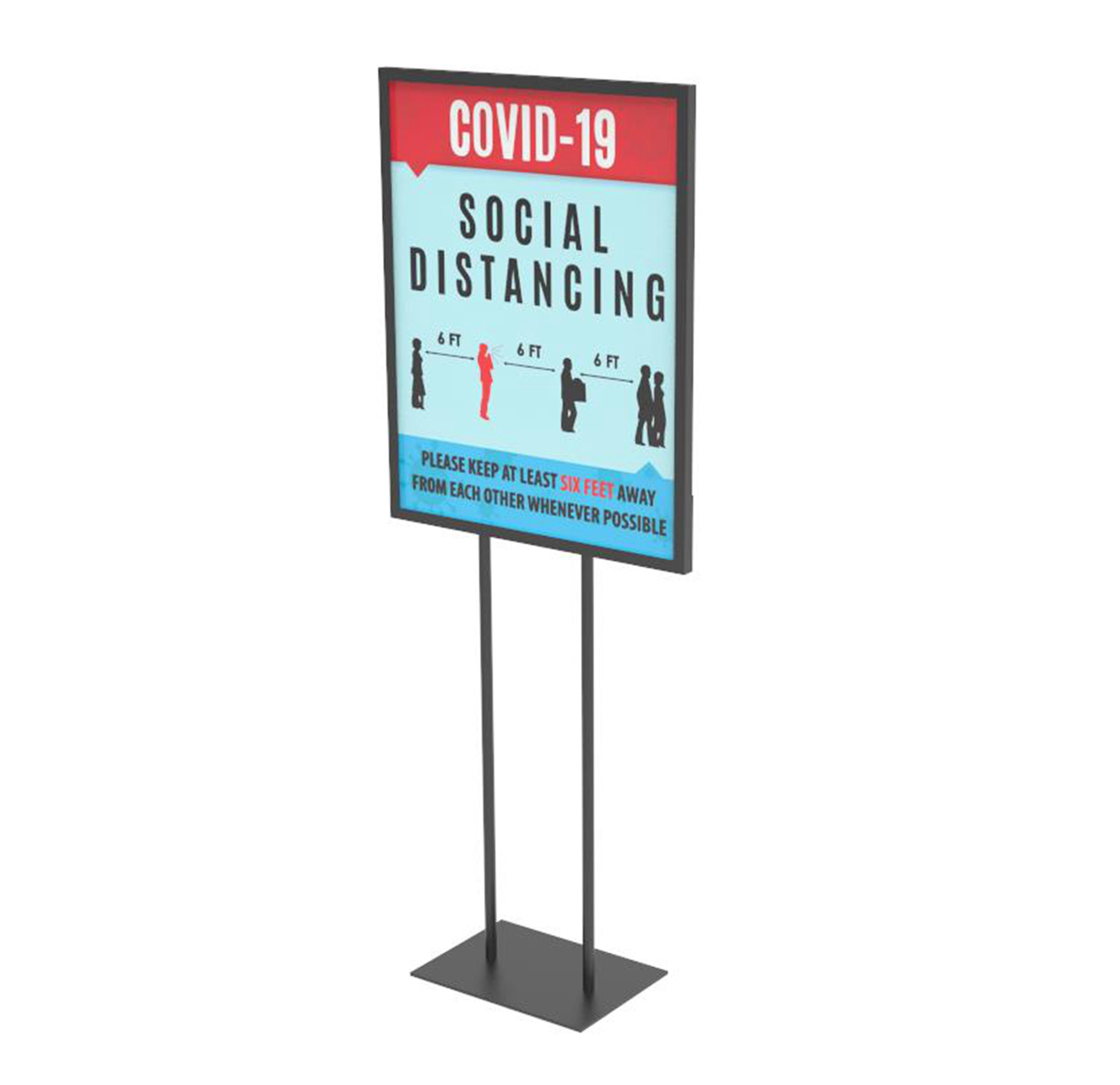 FixtureDisplays 22" x 28" Poster Stand with Social Distancing Poster ...