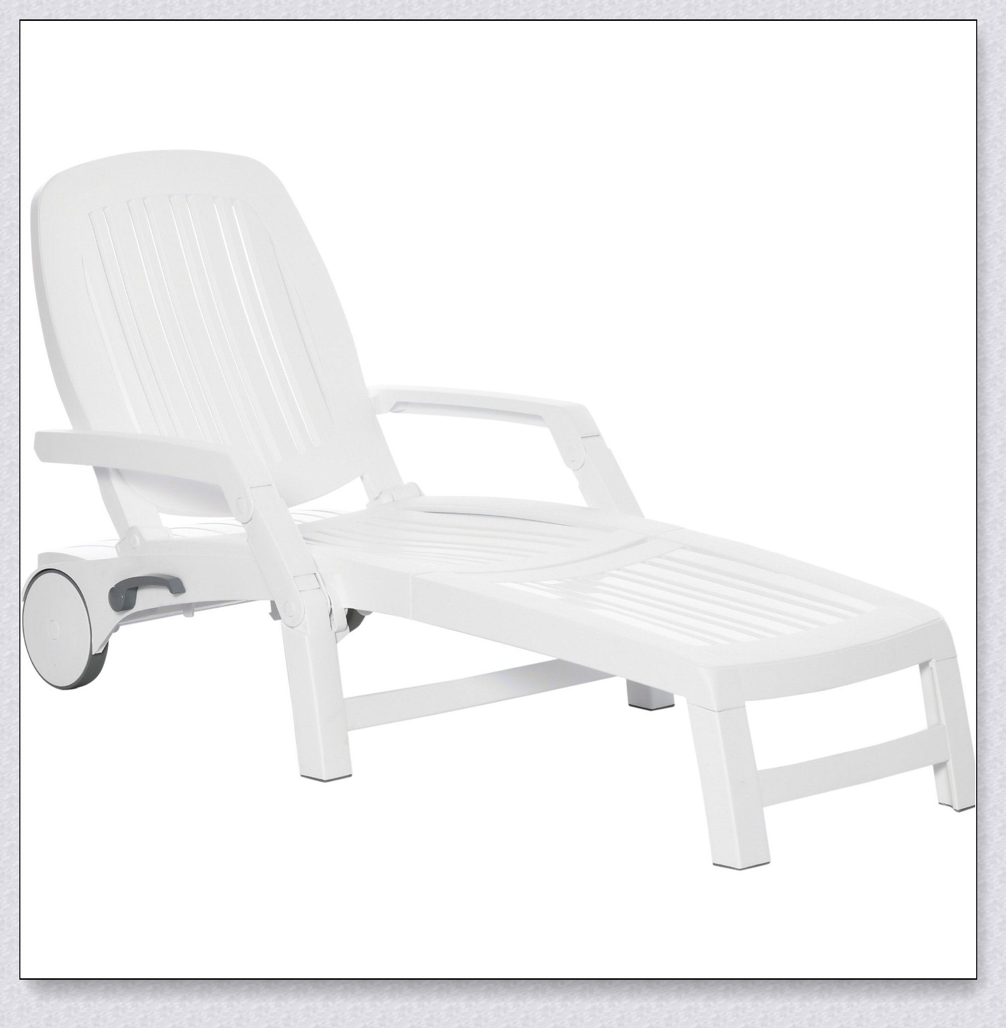 Arlmont & Co. Outsunny Outdoor Chaise Lounge Chair on Wheels with ...