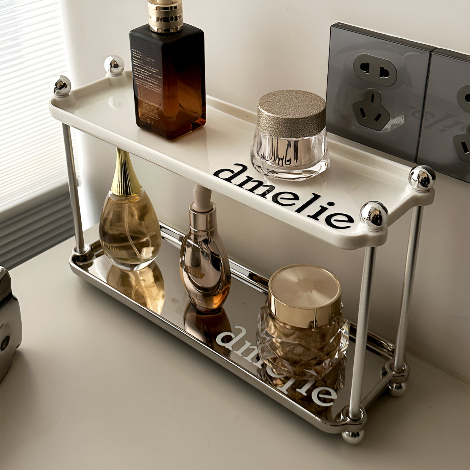 Rebrilliant Light Luxury Double-Layer Ceramic Storage Rack, Bathroom ...