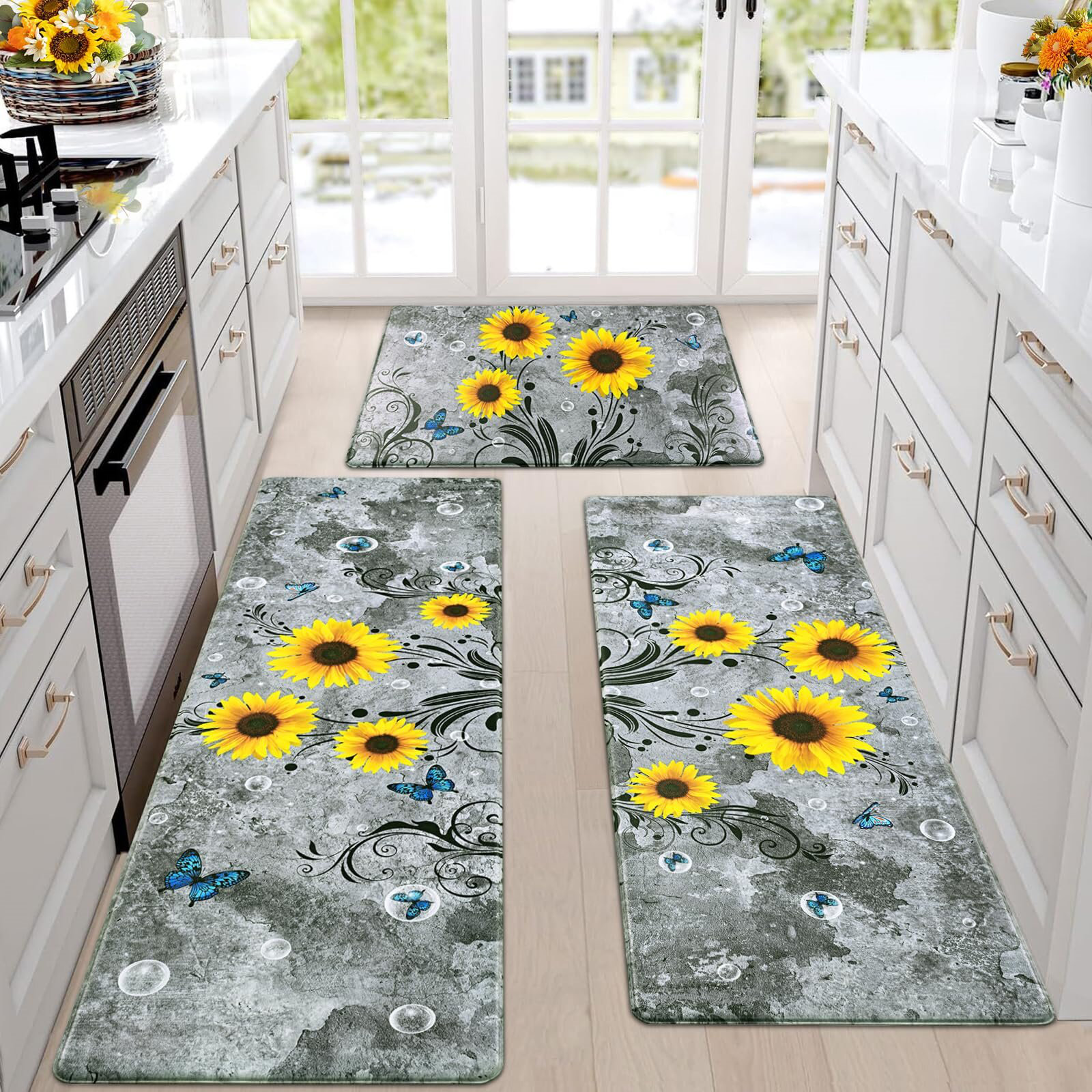 Gracie Oaks Sunflower Kitchen Rugs,Kitchen Mats for Floor Anti Fatigue ...