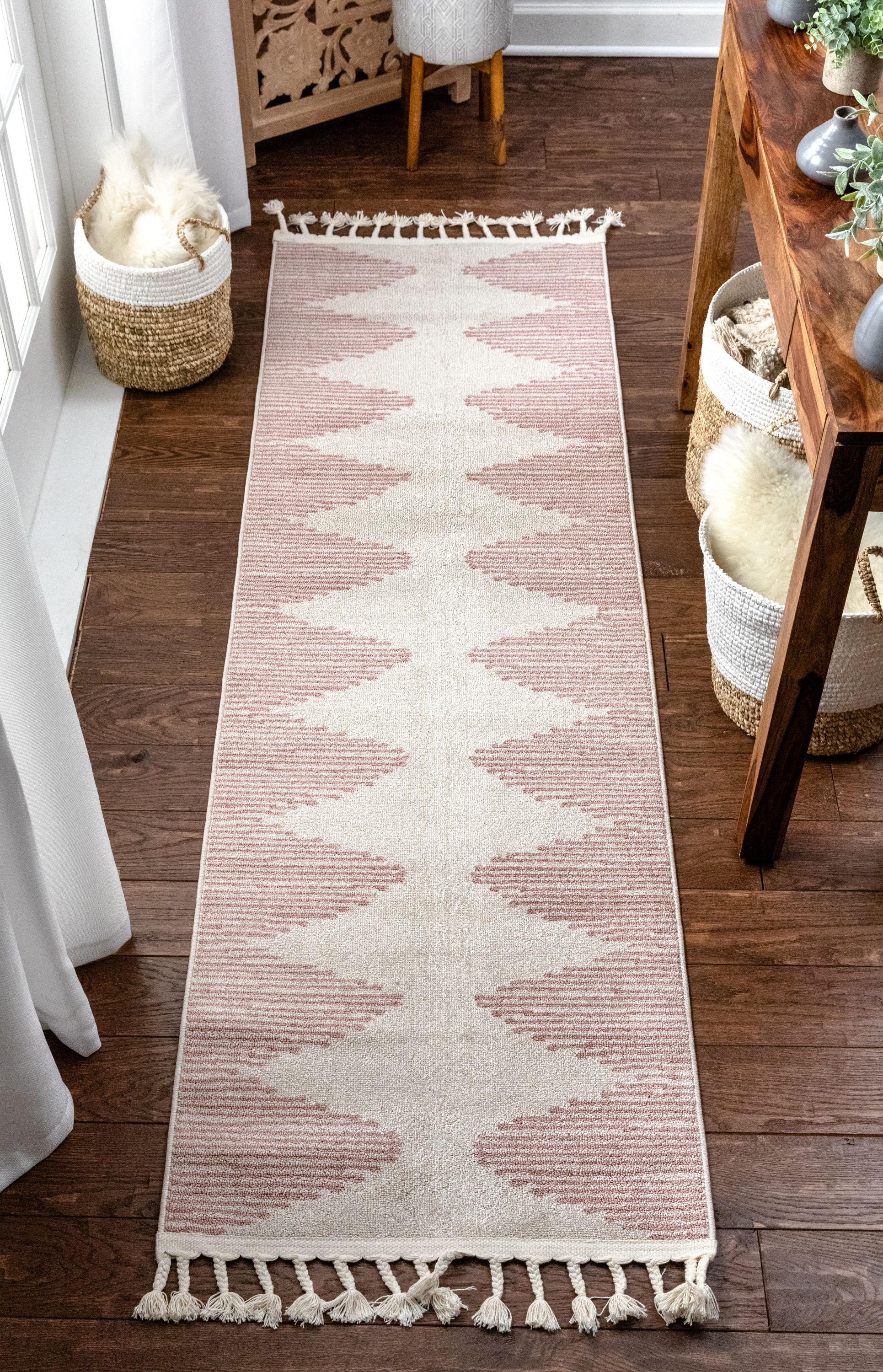Well Woven Loop-De-Loop Geometric Machine Woven Blush/Ivory Area Rug ...
