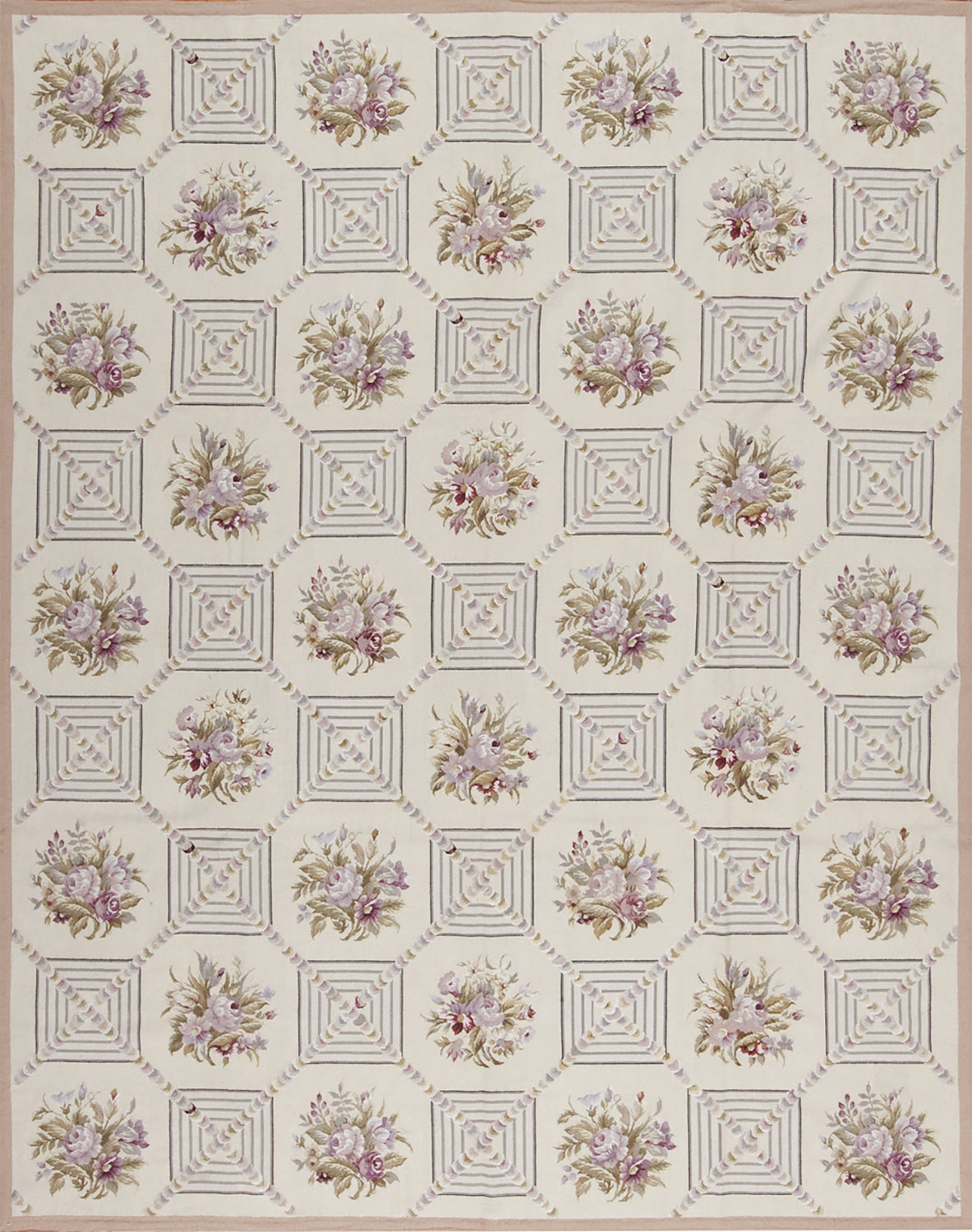 Samad Rugs Highland Needleworks Floral Handwoven Wool Ivory Area Rug ...