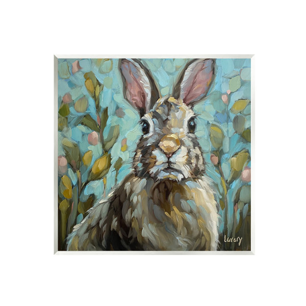 Stupell Industries Rabbit Portrait Botanical Blooms Wall Plaque Art By ...