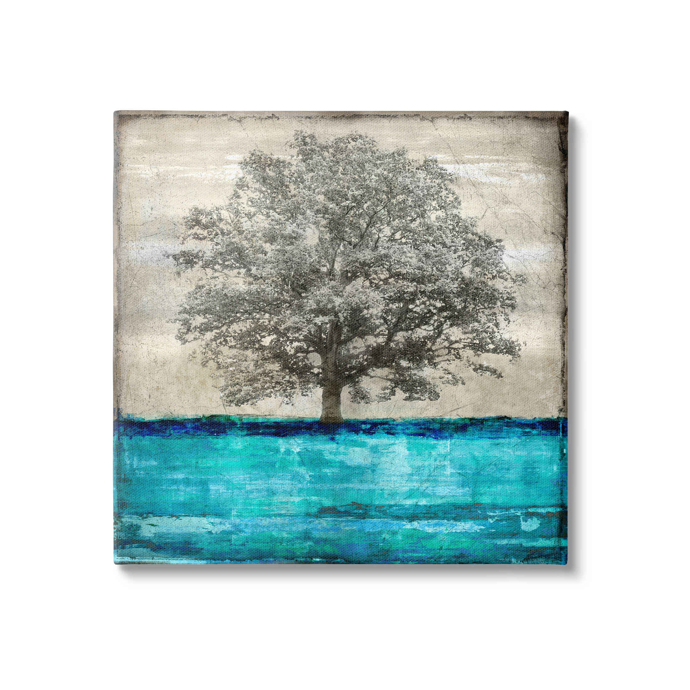 Stupell Industries Modern Turquoise Tree Collage Canvas Wall Art By ...