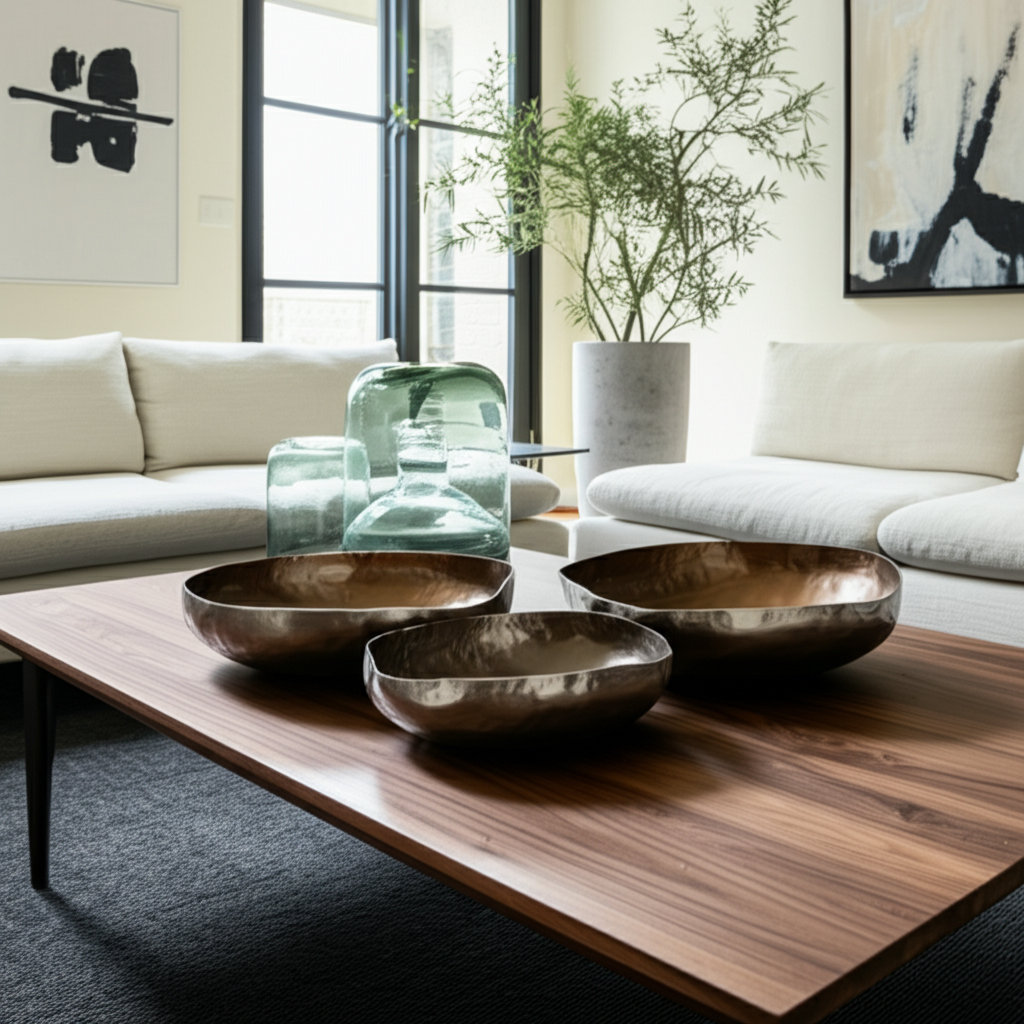 Latitude Run® Bowls Metal Modern Decorative 17" Bronze Copper Metallic ...