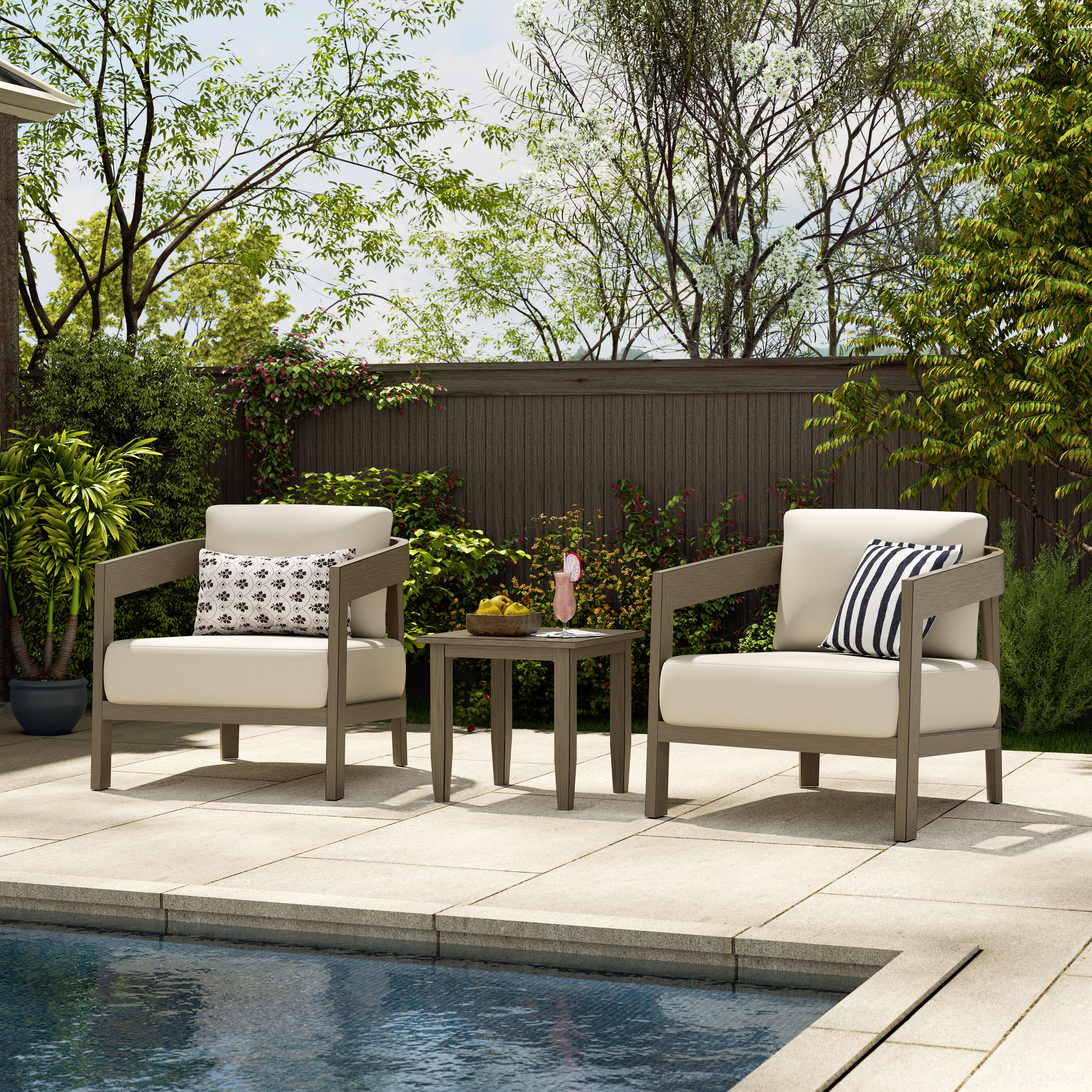 Peak Home Furnishings Harmonti Patio 3-Piece Aluminum Conversation Set ...