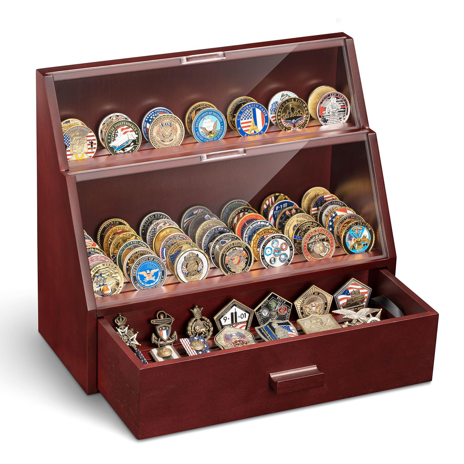 Sfugno Challenge Coin Display Case,13 Row Military Medal Holder, Holds ...