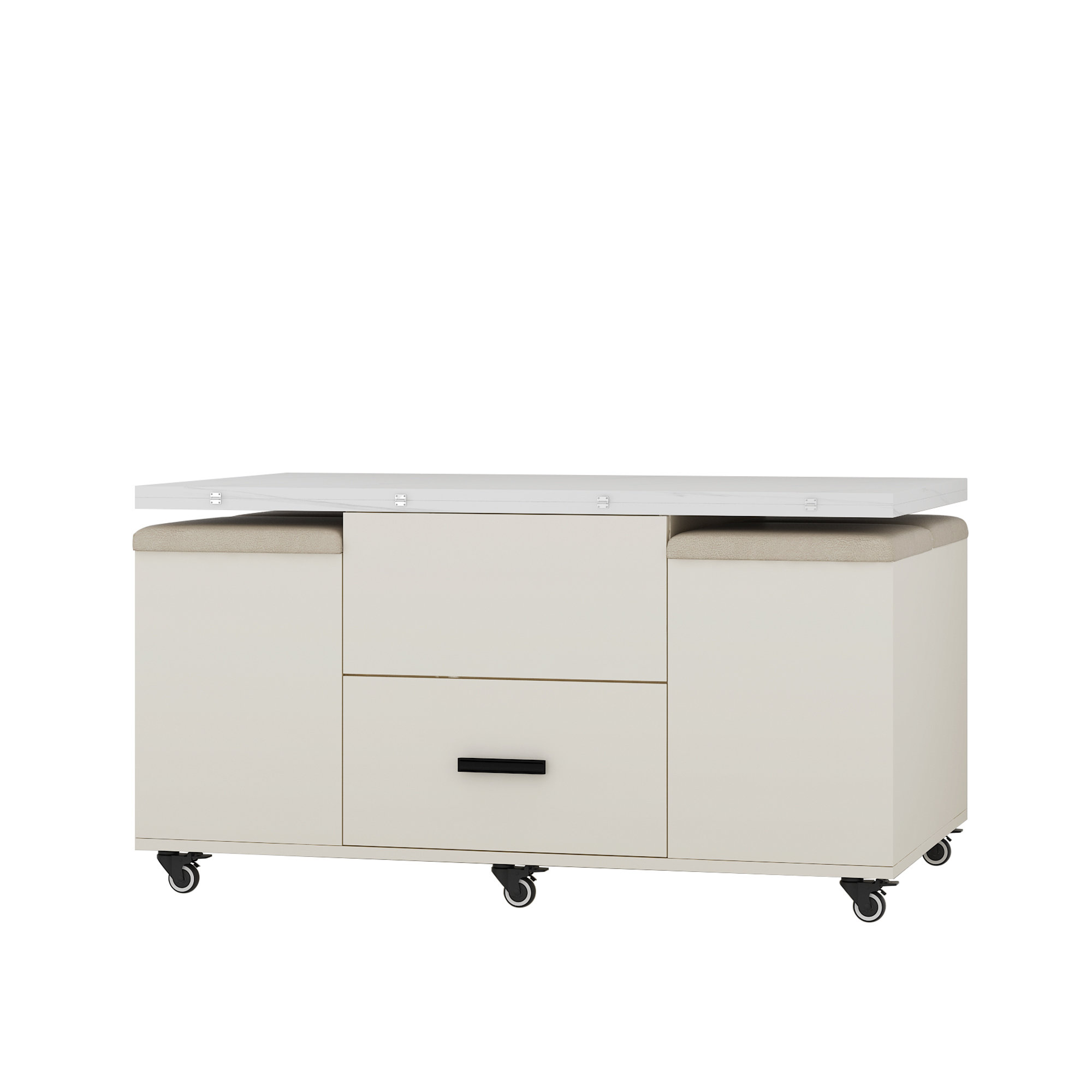 Ebern Designs Modern Expandable Lift-up Coffee Table Set With 4 Stools ...