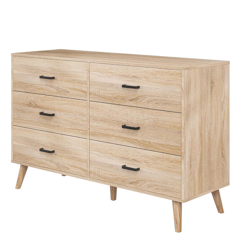 George Oliver 6 Drawer Dresser with Metal Handles, Mid Century Modern ...