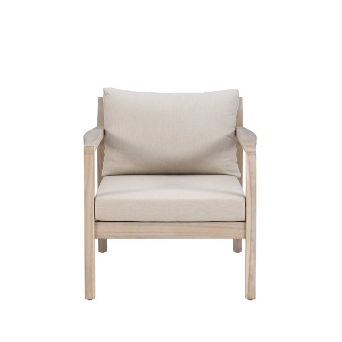 Joss & Main Amina Outdoor Solid Wood Acacia Chair with Cushions ...