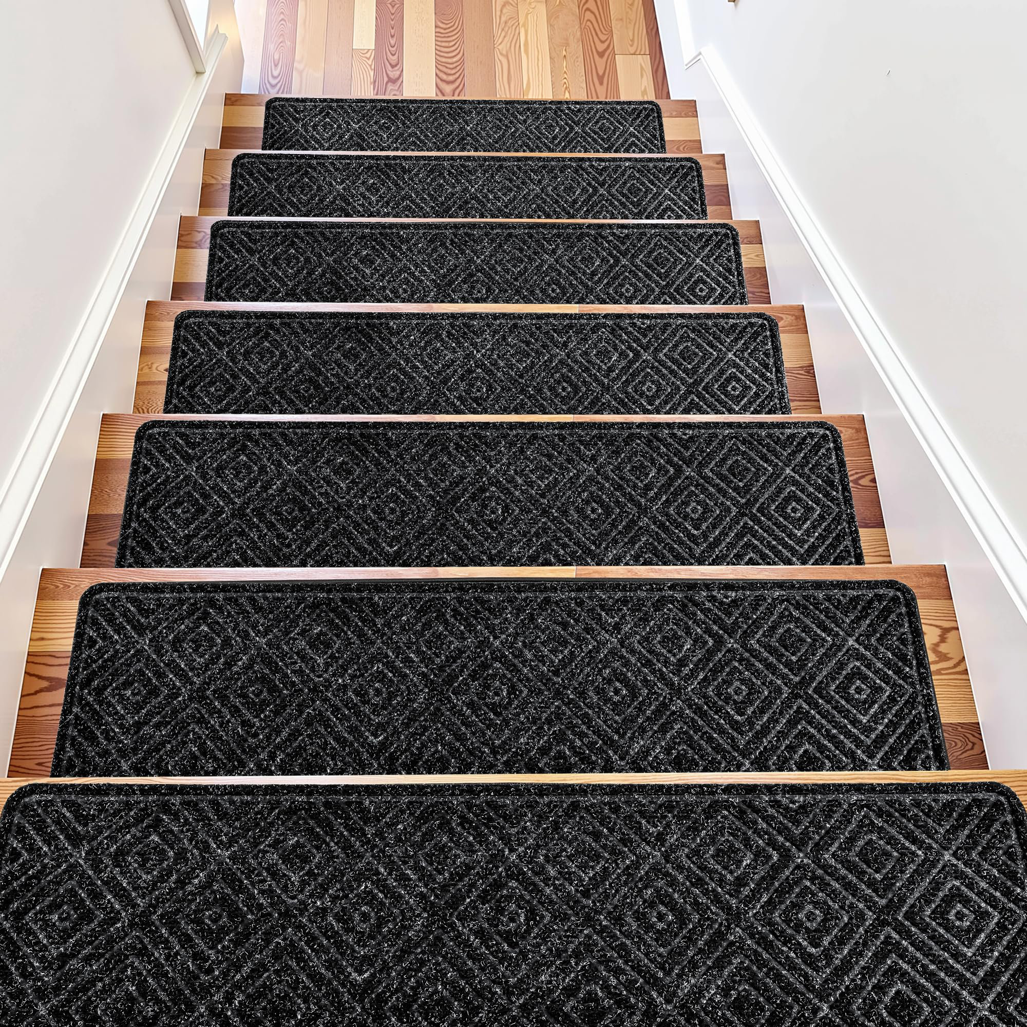 Latitude Run® Non Slip Stair Treads, 15 Pack Peel And Stick, Black, 8 ...