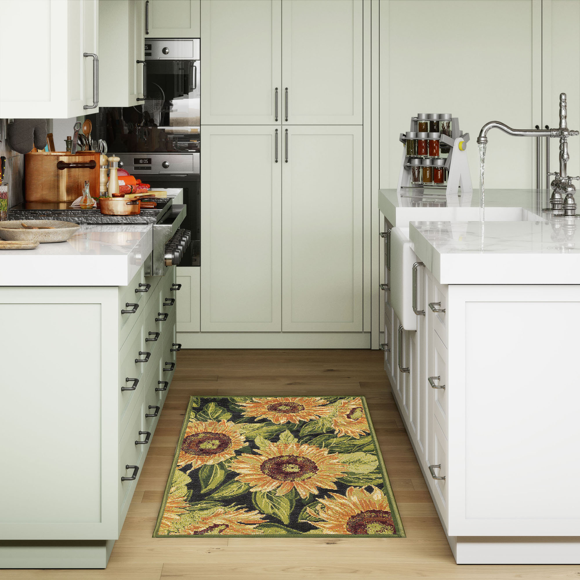Laurel Foundry Modern Farmhouse® Gemmenne Sunflowers Kitchen Mat ...