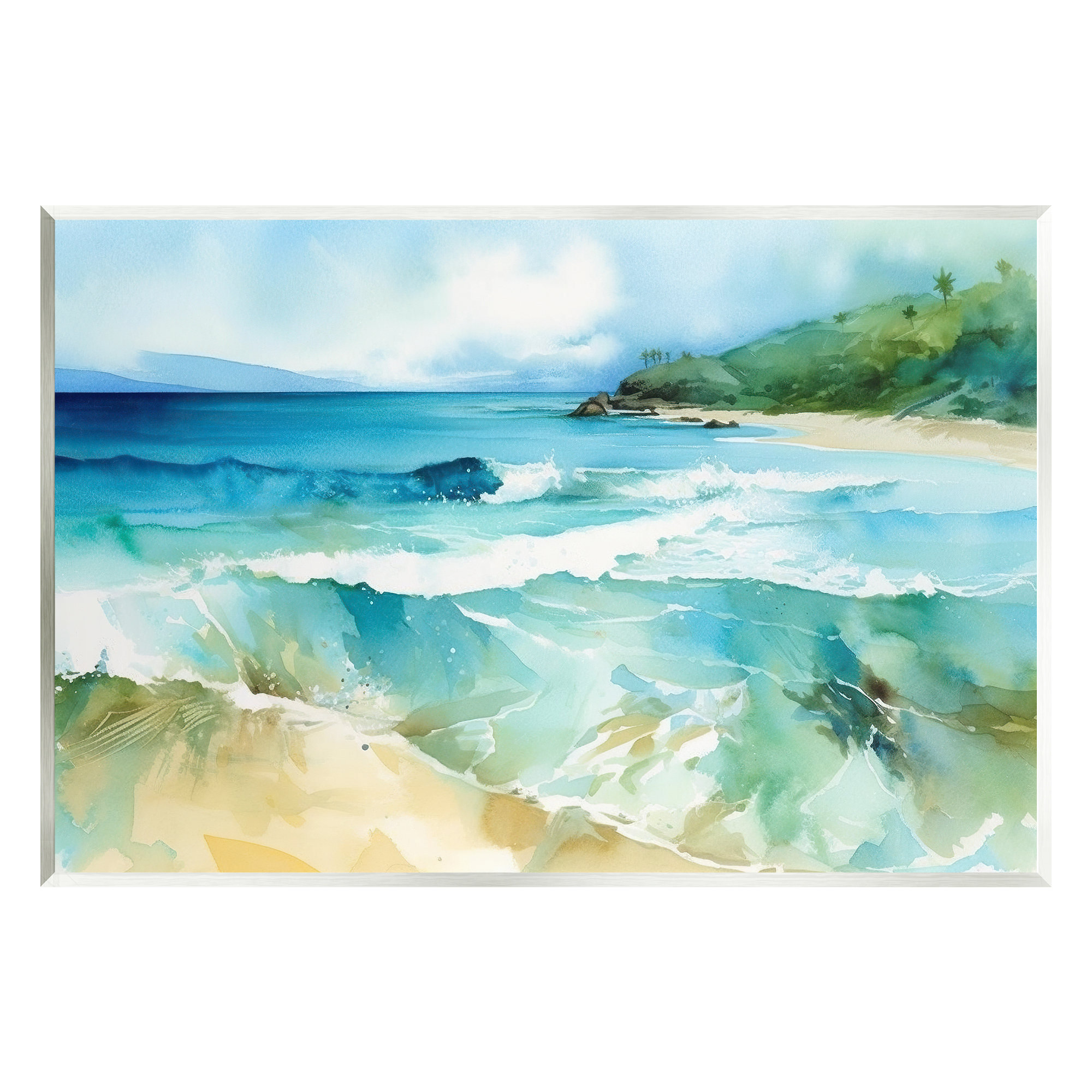 Stupell Industries Ba-005-Framed Abstract Beach Waves by Andrea Haase ...