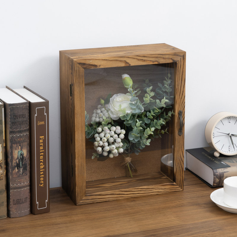MyGift Clear Wall Display Case with Wood Box | Wayfair
