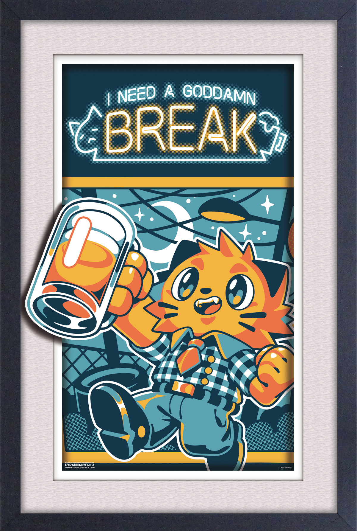 George Oliver Ilustrata- Beer Break 11x17 Under Plexi Framed Poster ...