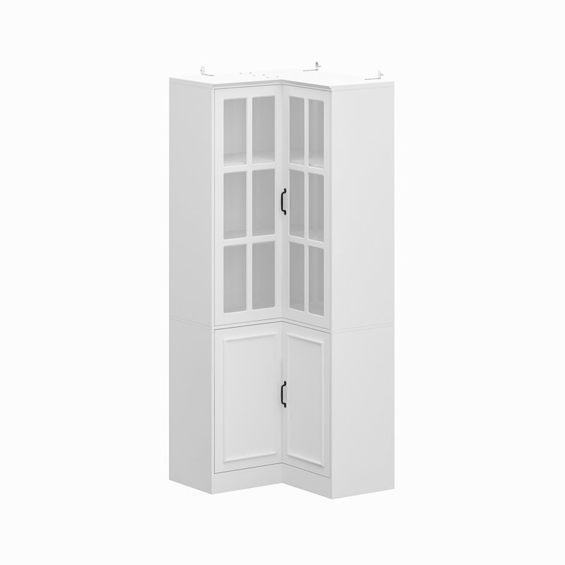 Red Barrel Studio® 78.9'' H 5-Layer Corner Bookcase With Glass Doors ...