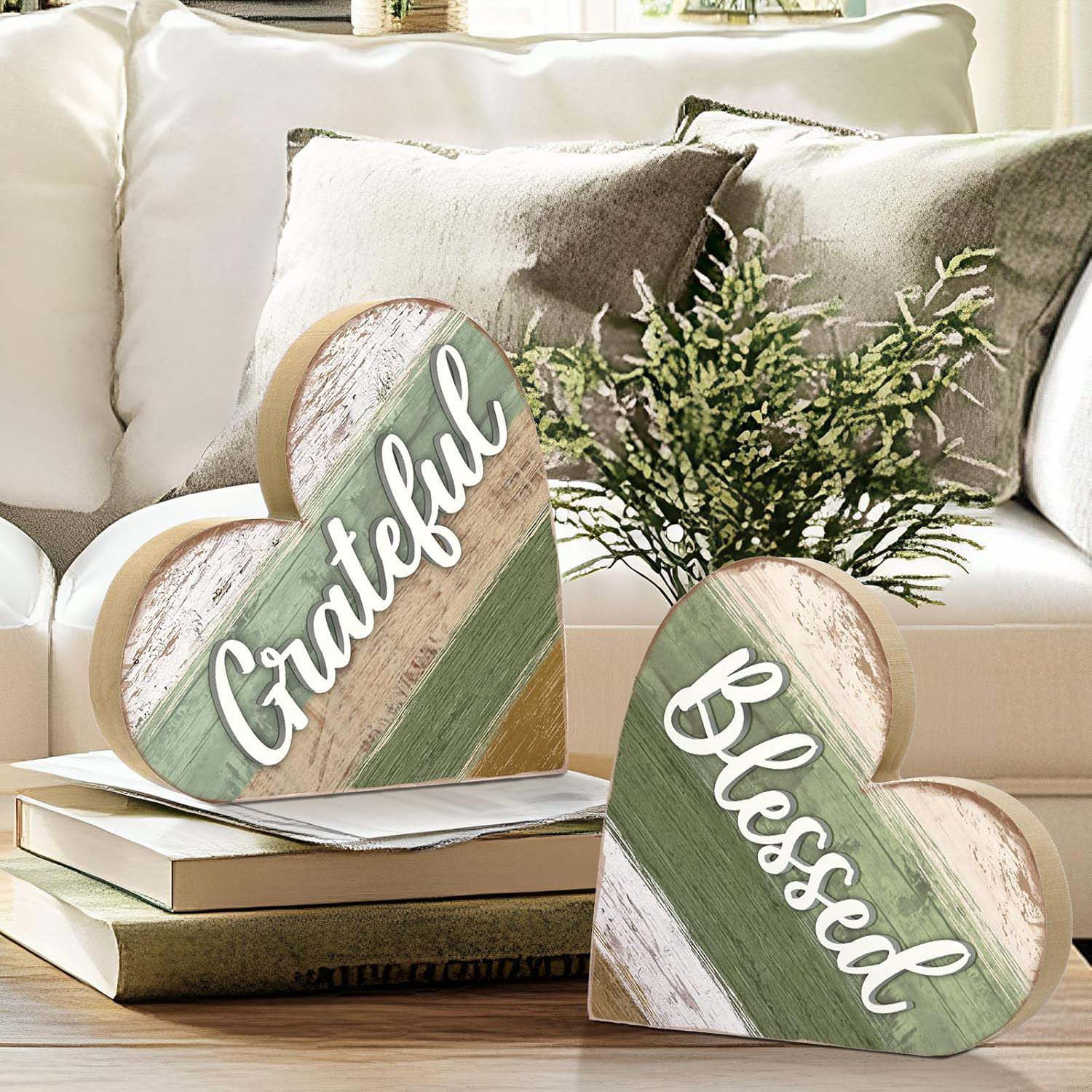 August Grove® 2 Pcs Rustic Table Decorations For Living Room Home ...