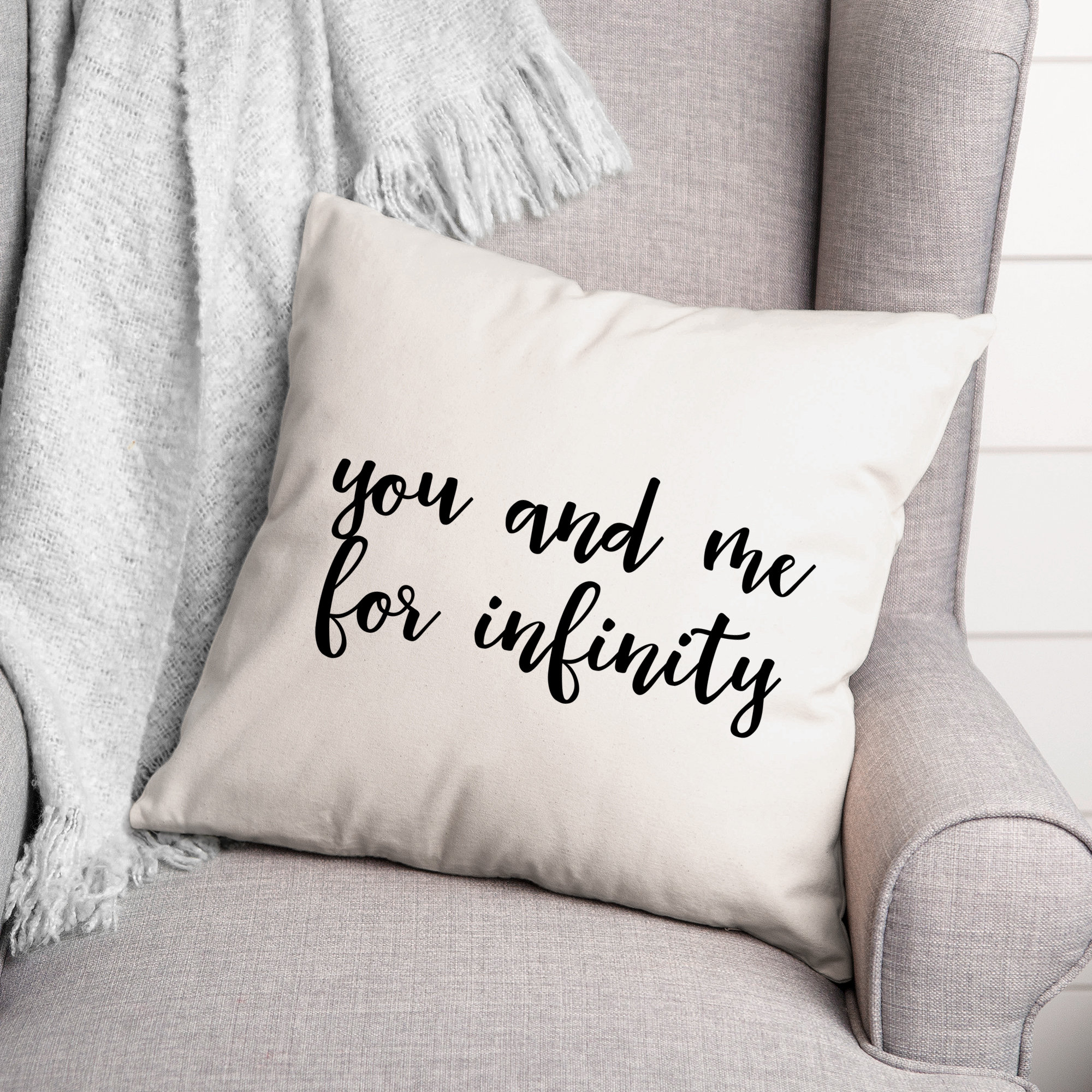 Designs Direct Creative Group Black And White Typography Collection You and Me Infinity Throw ...