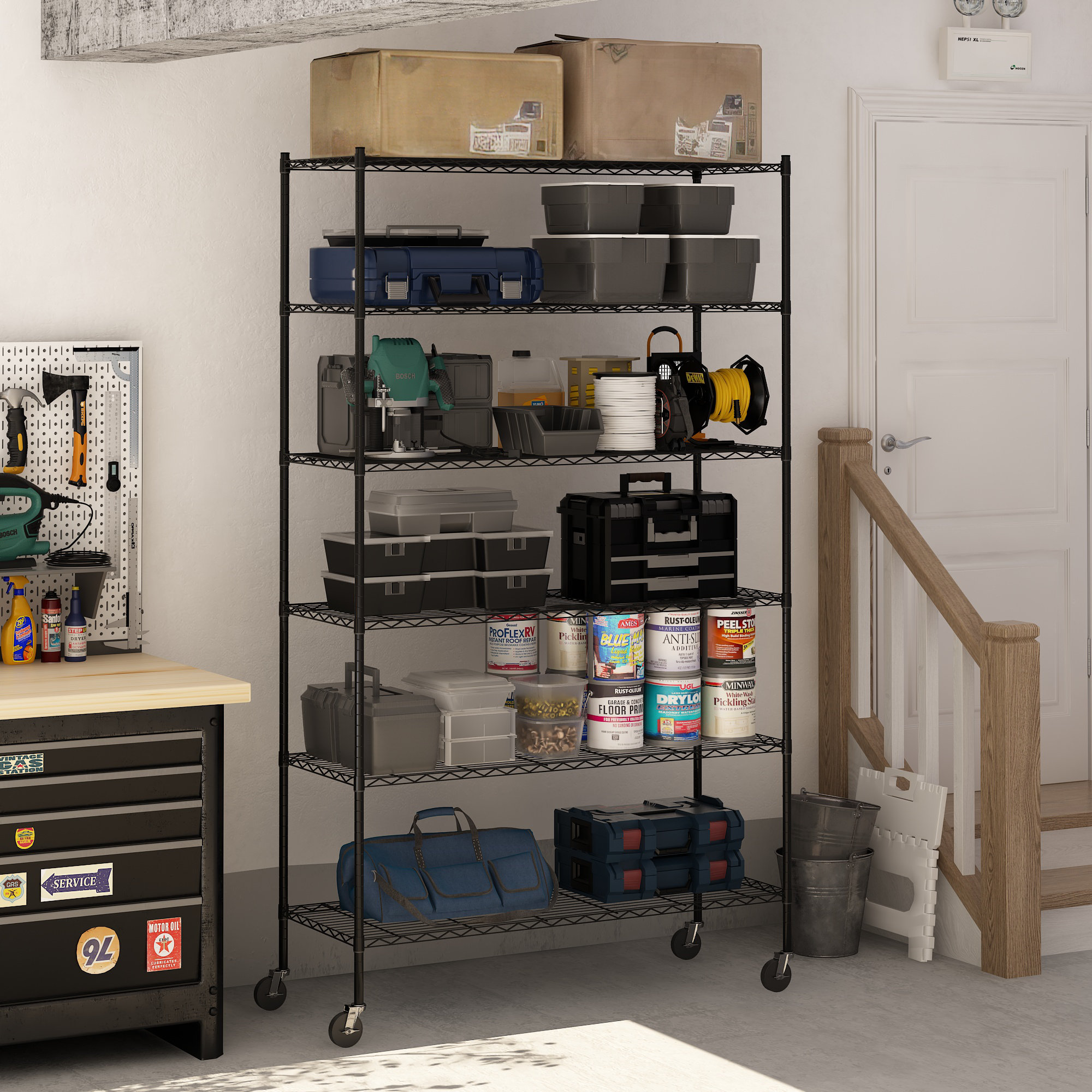 Rebrilliant Cavazos 6-Tier Height Adjustable Steel Shelving Unit ...