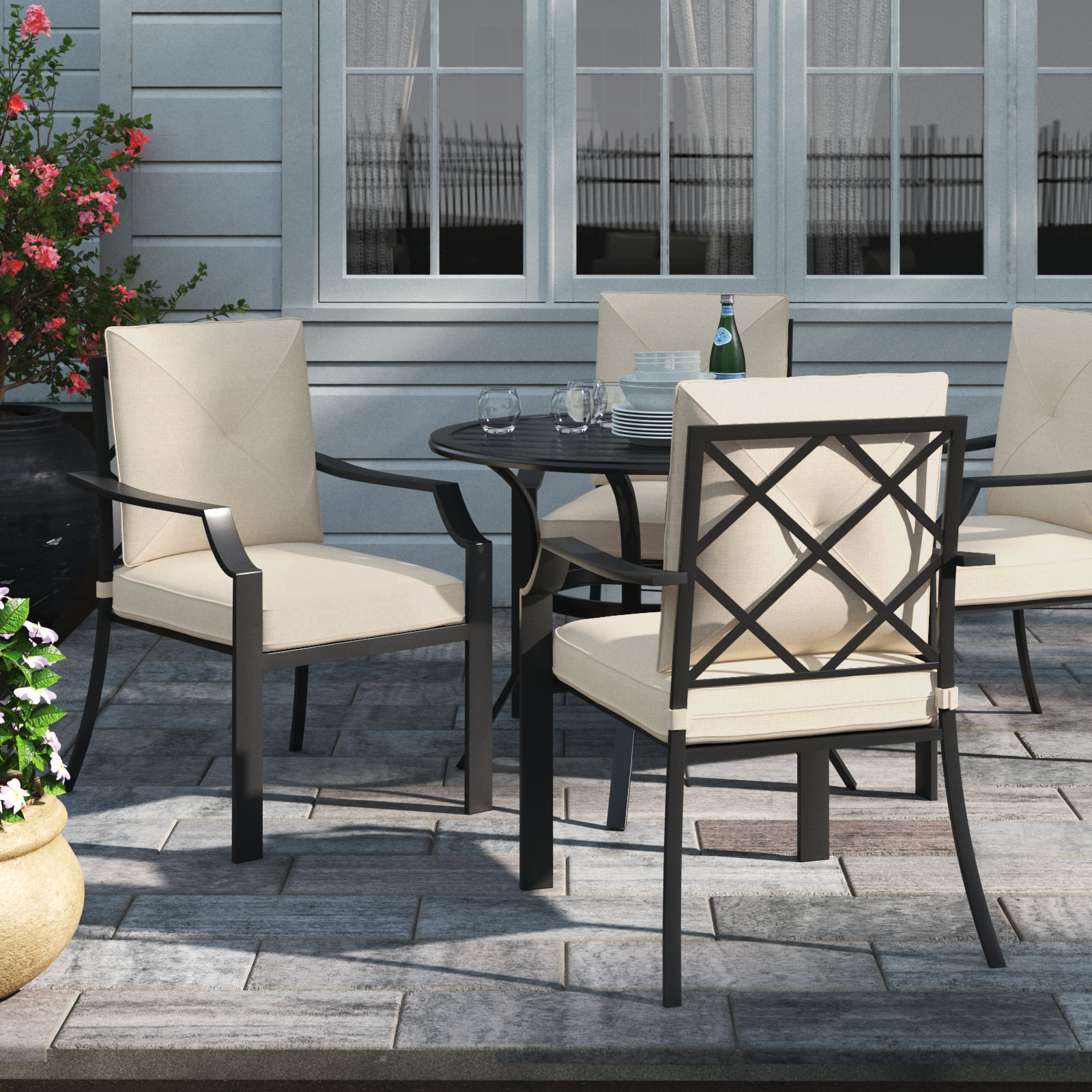 Lark Manor™ Mingus Set Of 4 Stackable Patio Dining Chair Cushioned ...