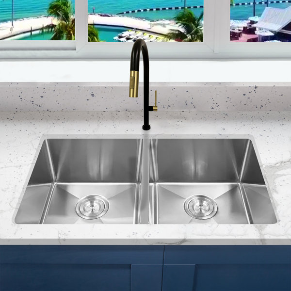 KBFmore Single Bowl Tight Radius Stainless Steel Kitchen Sink, 2 Pcs ...
