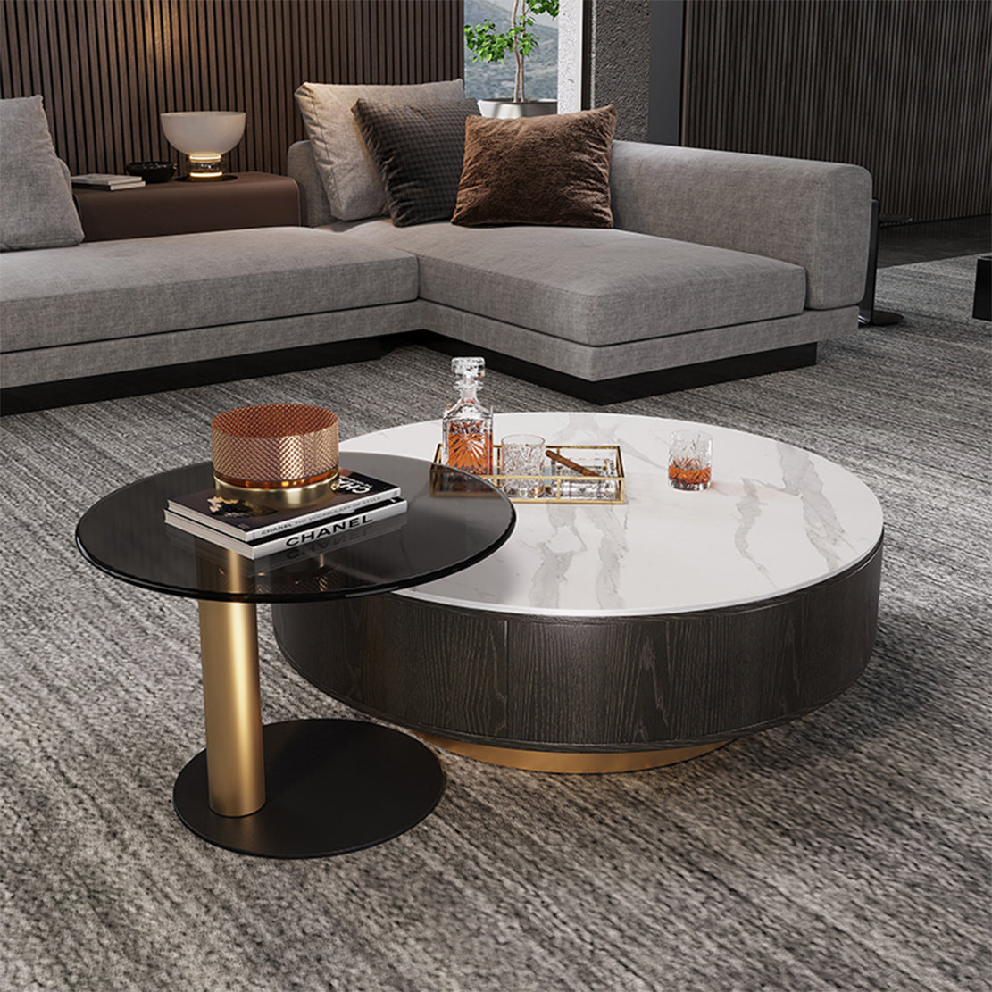 AWORET Light luxury rock slab round coffee table | Wayfair