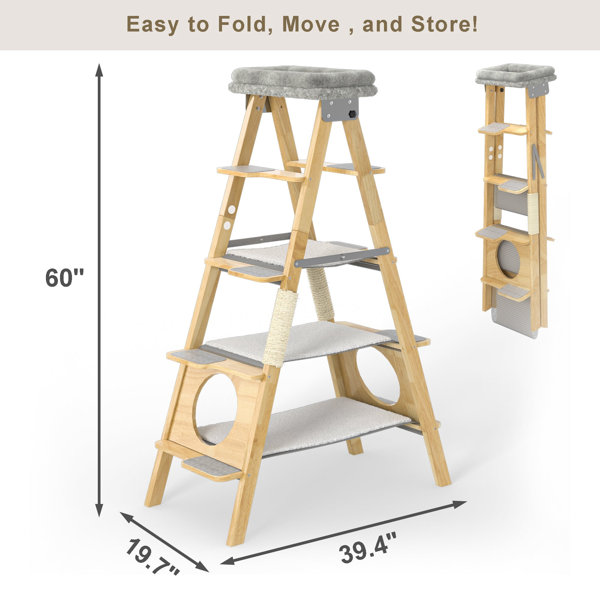 Tucker Murphy Pet™ Modern Wood Cat Tree Foldable Ladder Design with Cat ...