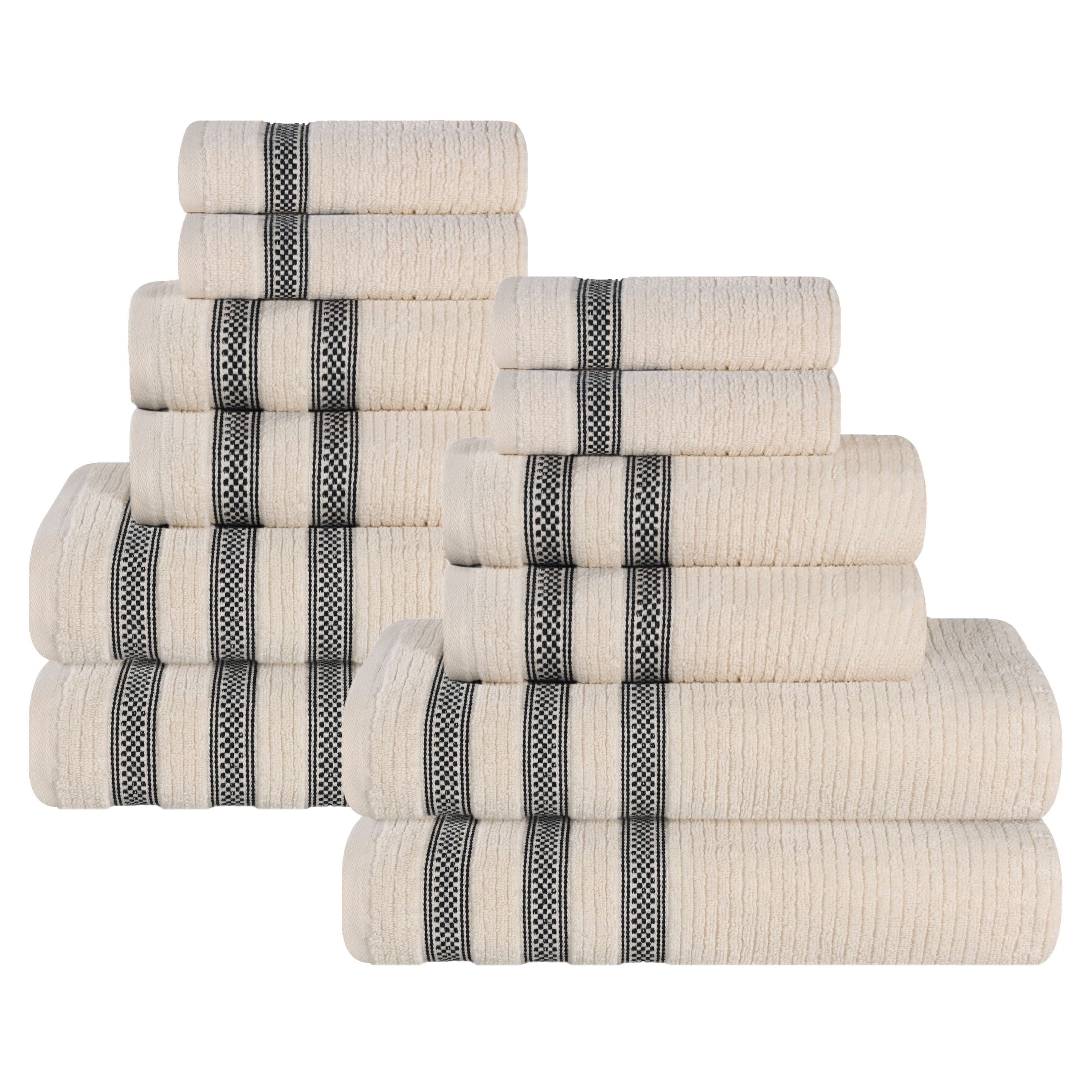 Hokku Designs Orletta Zero Twist Cotton Ribbed Modern Geometric Border ...