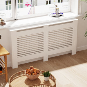 LUVODI 39" Tall Horizontal Slats Radiator Cover Wood Cabinet Modern ...