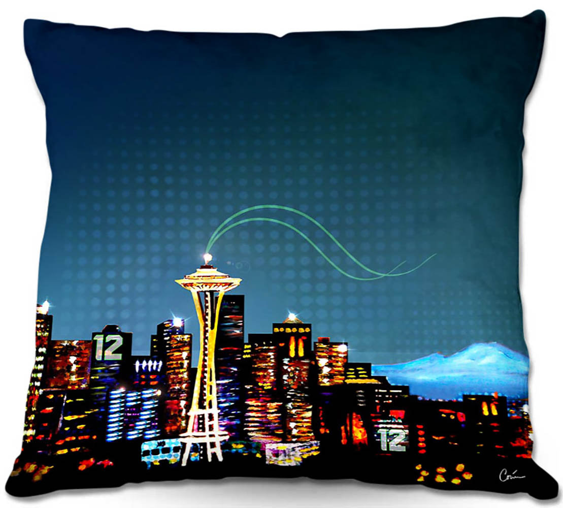 DiaNoche Designs Couch Seattle Skyline Sports 12th Man Throw Pillow ...