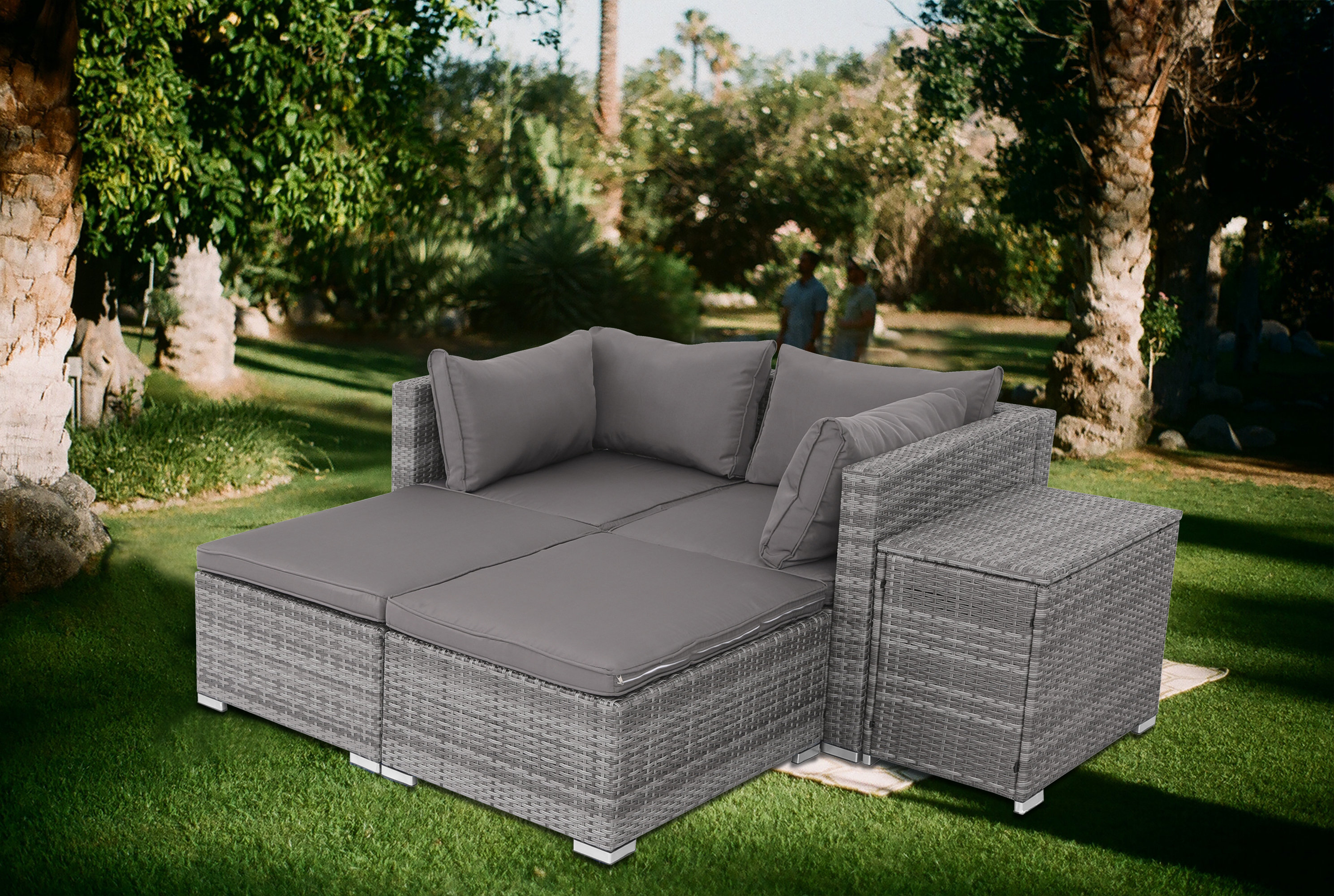 Ebern Designs Modrok 85.2'' Wide 4 - Person Outdoor Seating Group with ...