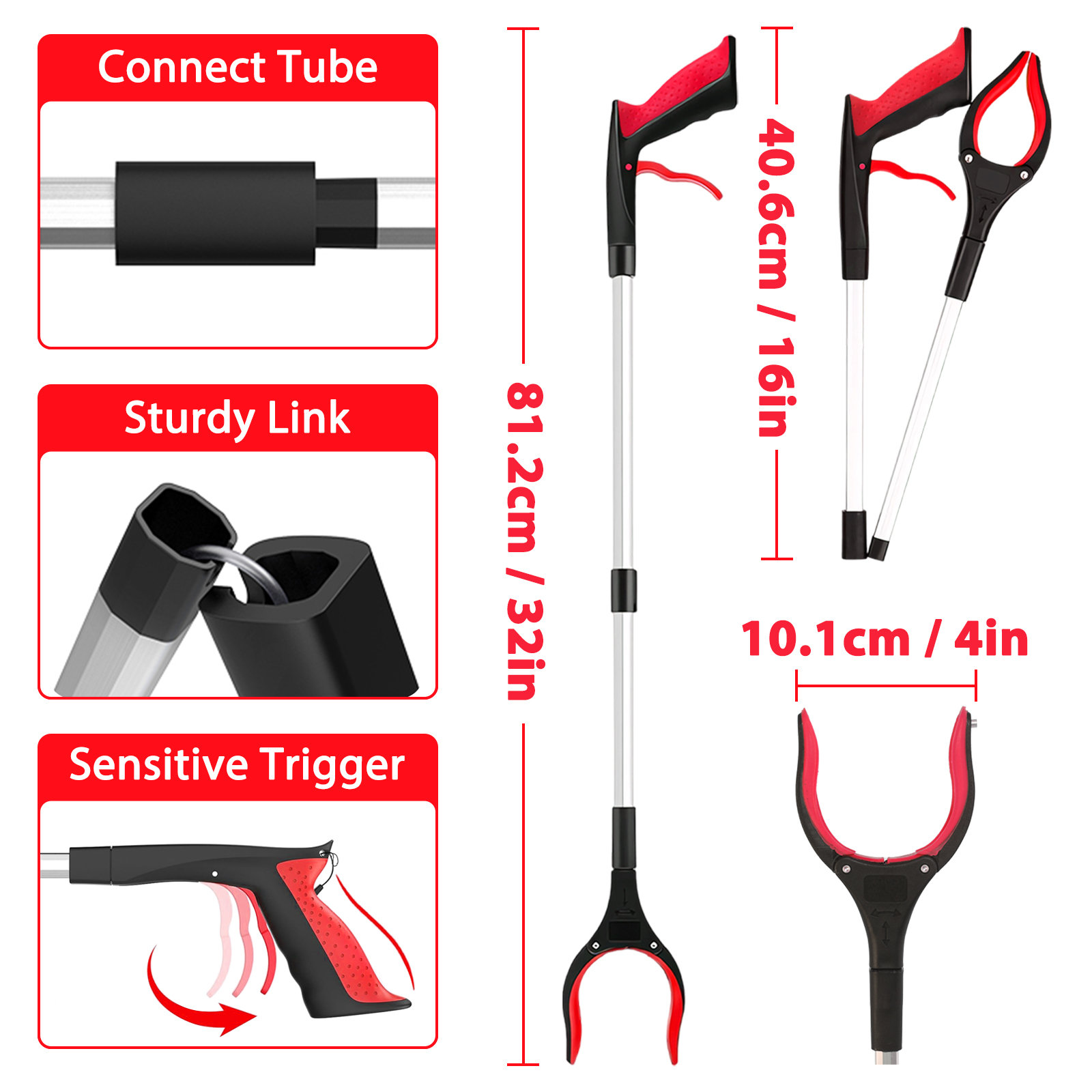 Symple Stuff 32" Grabber Reacher Tool, Foldable Grabber Reaching Tool ...